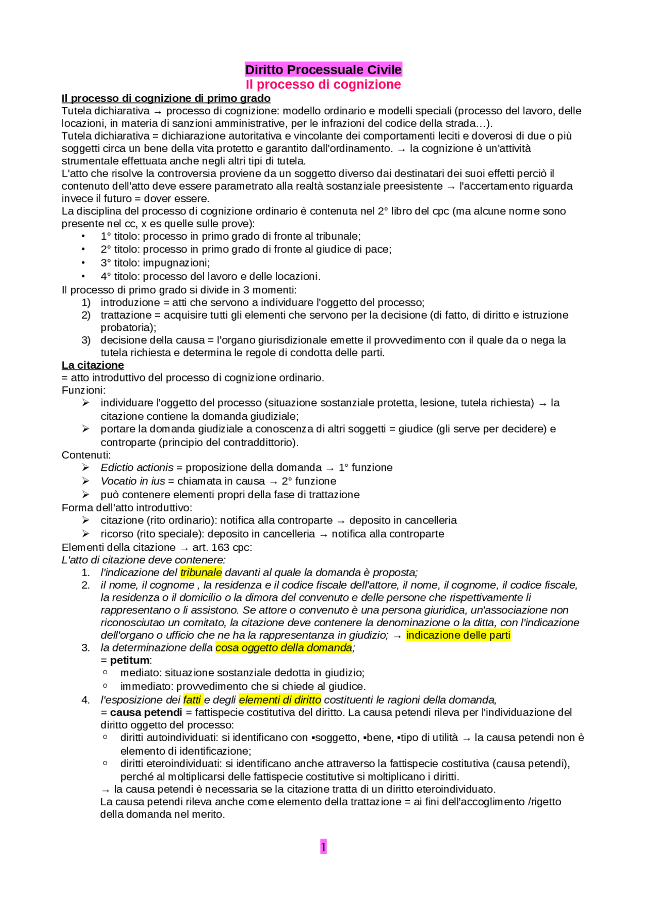 Diritto Processuale Civile Ii Docsity