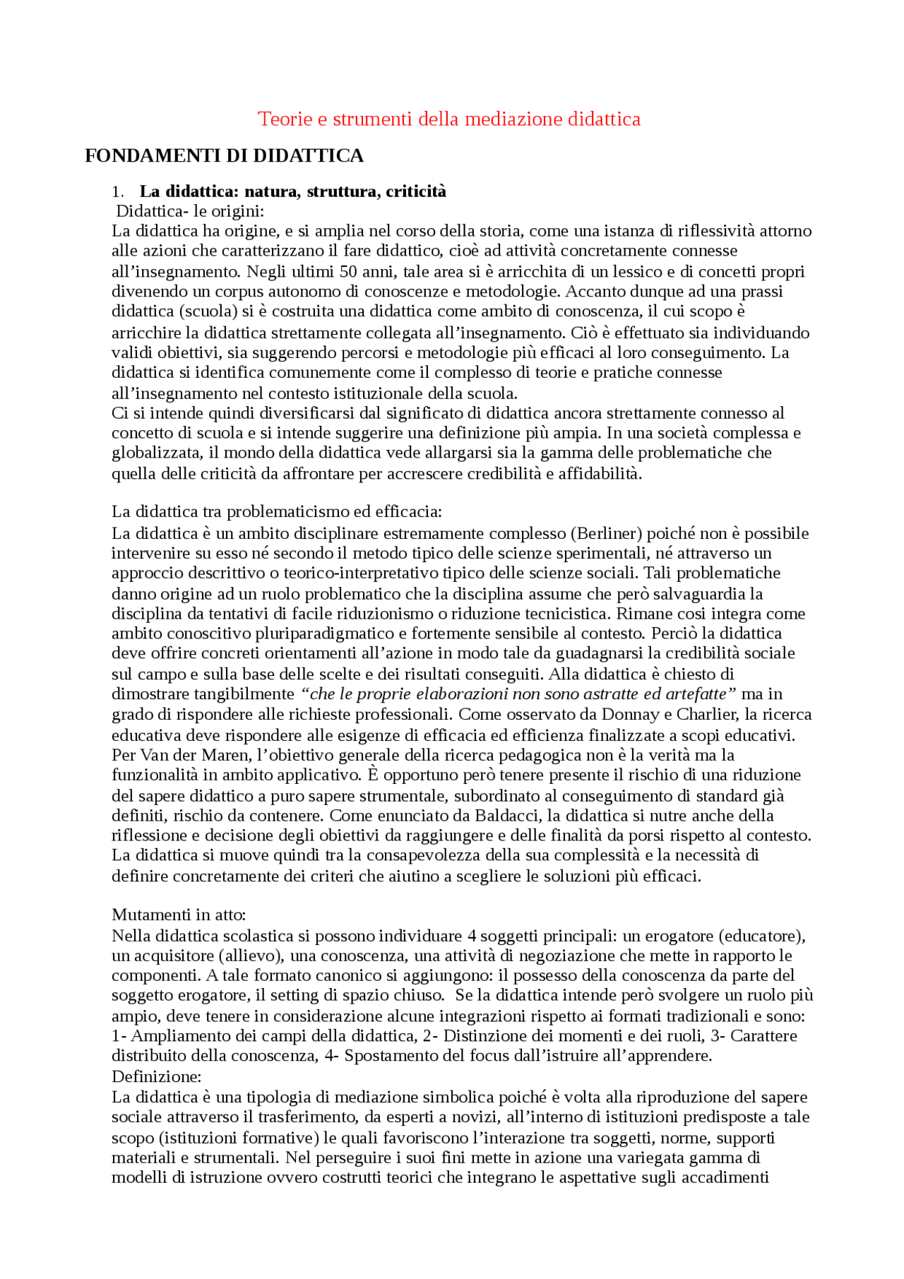Fondamenti Di Didatticateorie E Prassi Dei Dispositivi Formativi Docsity
