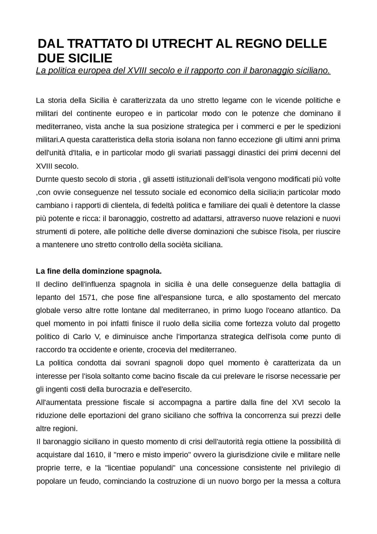Storia Della Sicilia Moderna Docsity