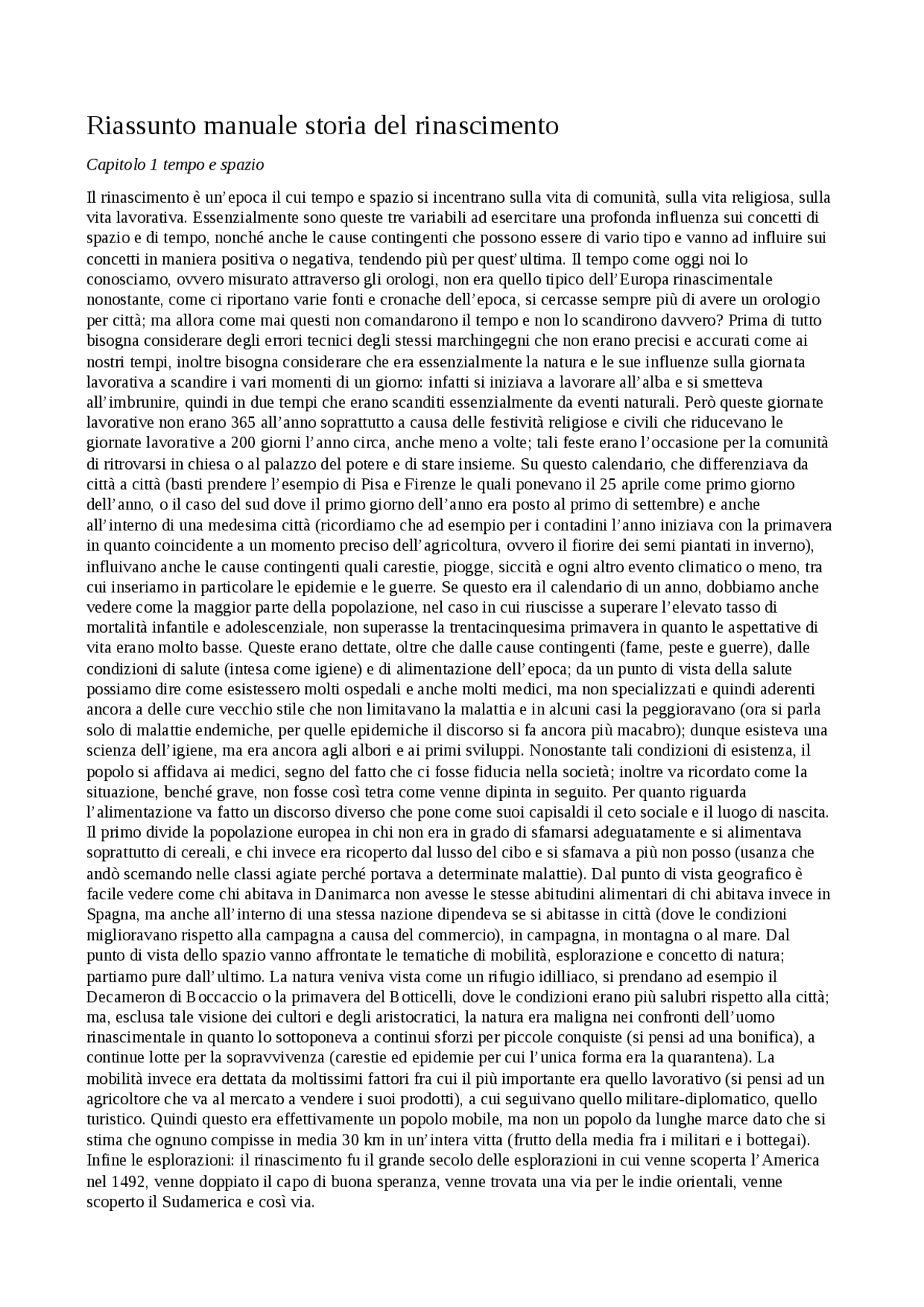 Storia Del Rinascimento Docsity