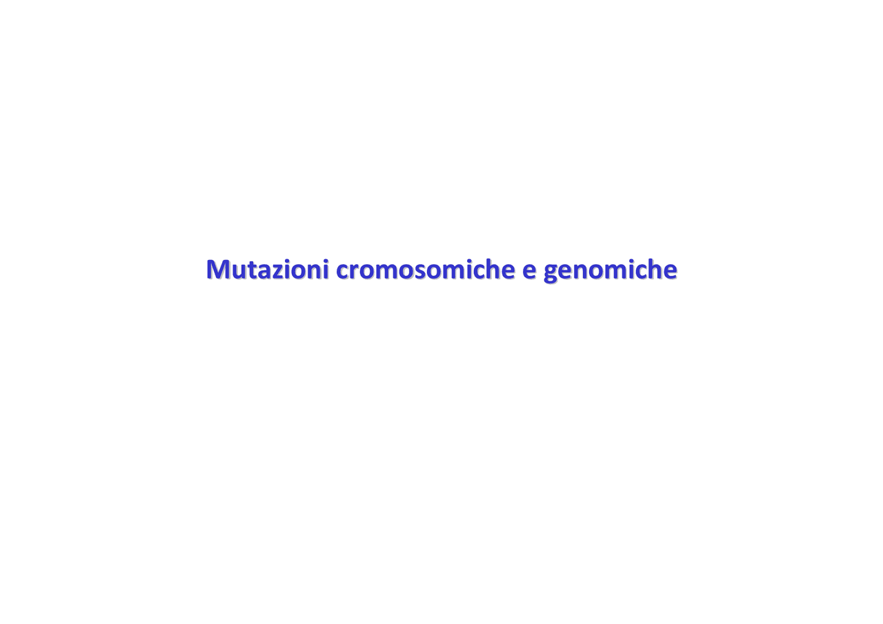 Mutazioni Cromosomiche E Genomiche Docsity
