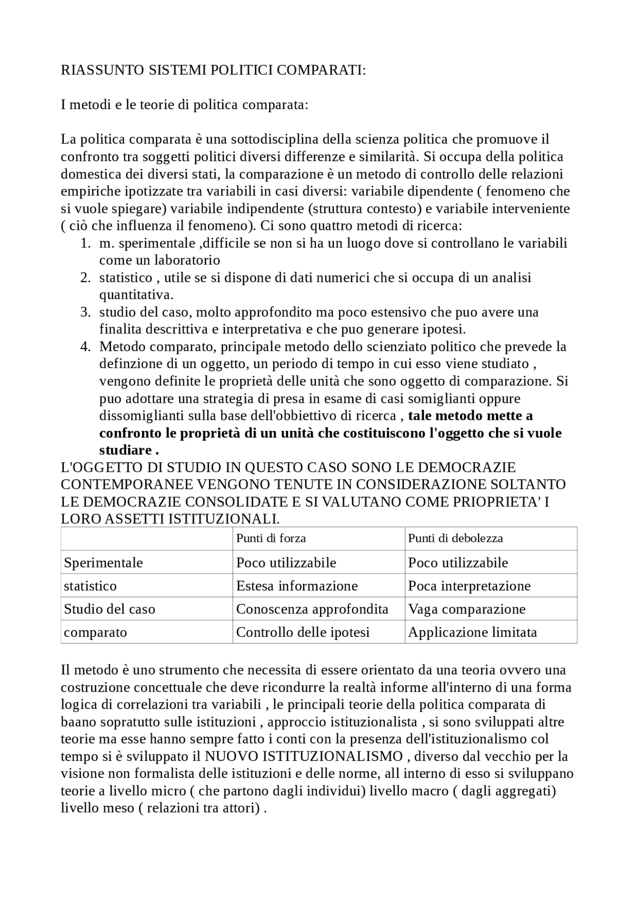 Sistemi Politici Comparati Docsity