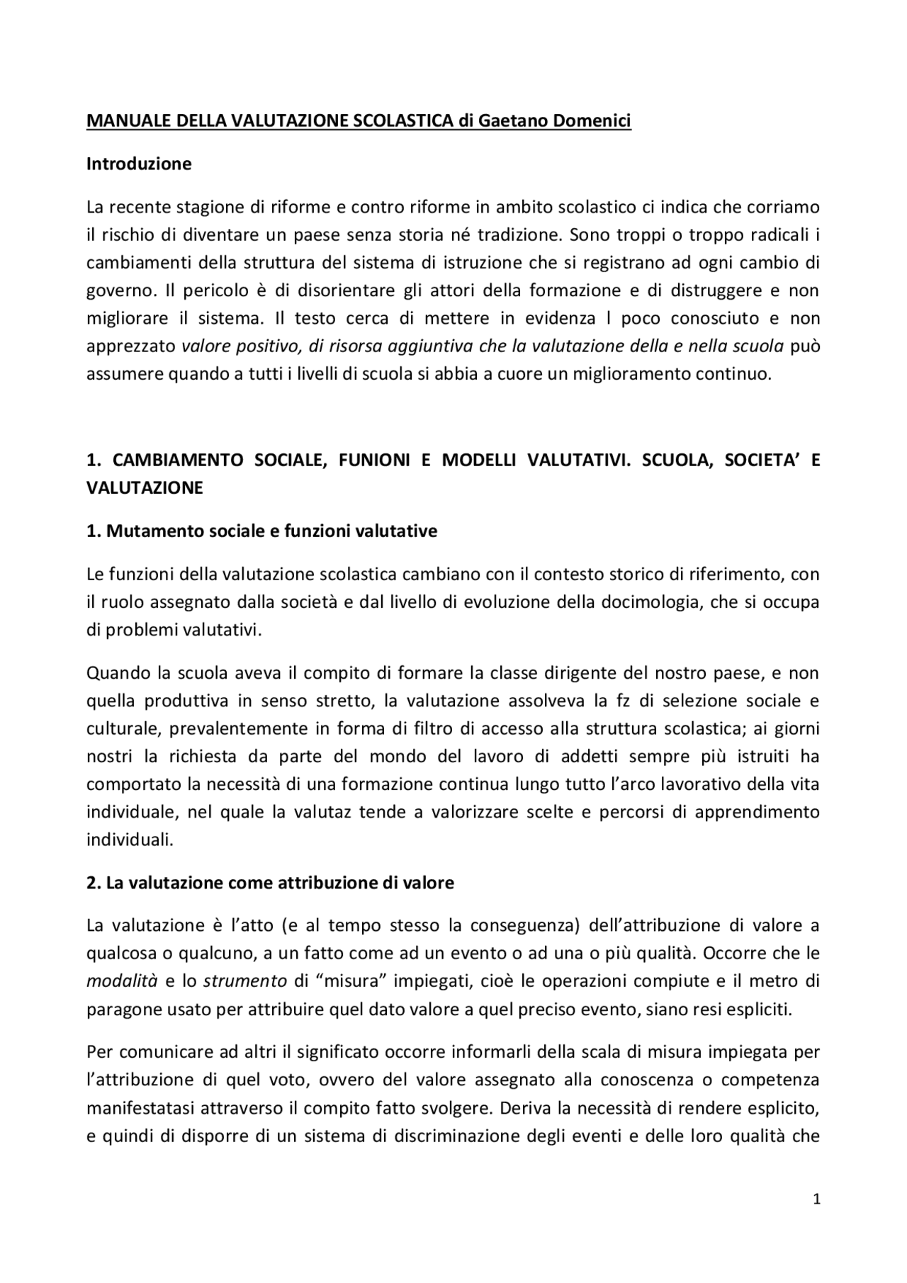 Valutazione Scolastica Docsity