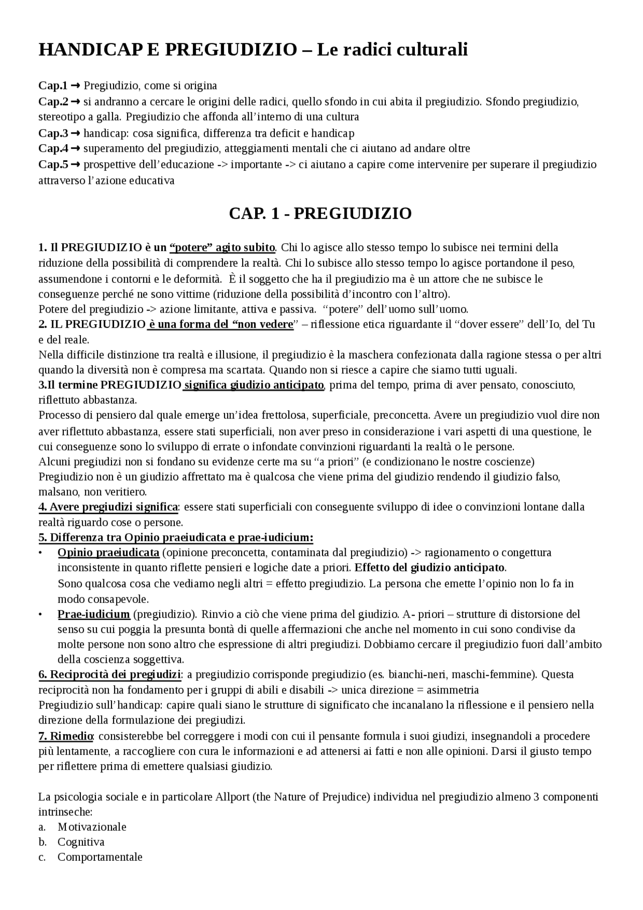 Handicap E Pregiudizio Docsity
