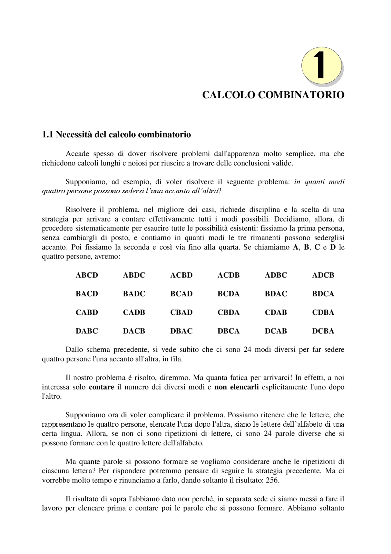 Calcolo combinatorio - Docsity