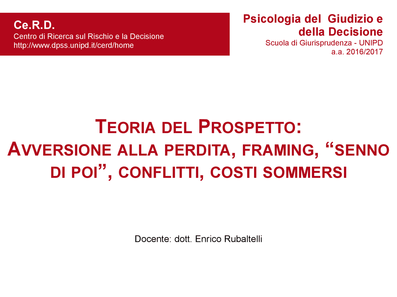TEORIA DEL PROSPETTO - Docsity