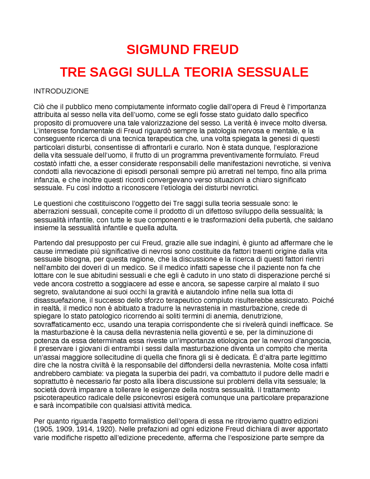 Riassunto "tre saggi sulla teoria sessuale" di Freud | Apuntes de ...