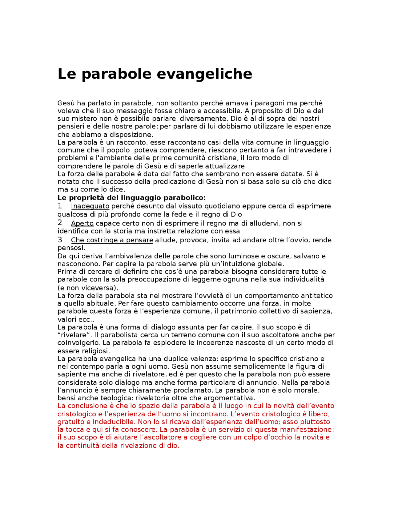 Le Parabole Evangeliche Docsity