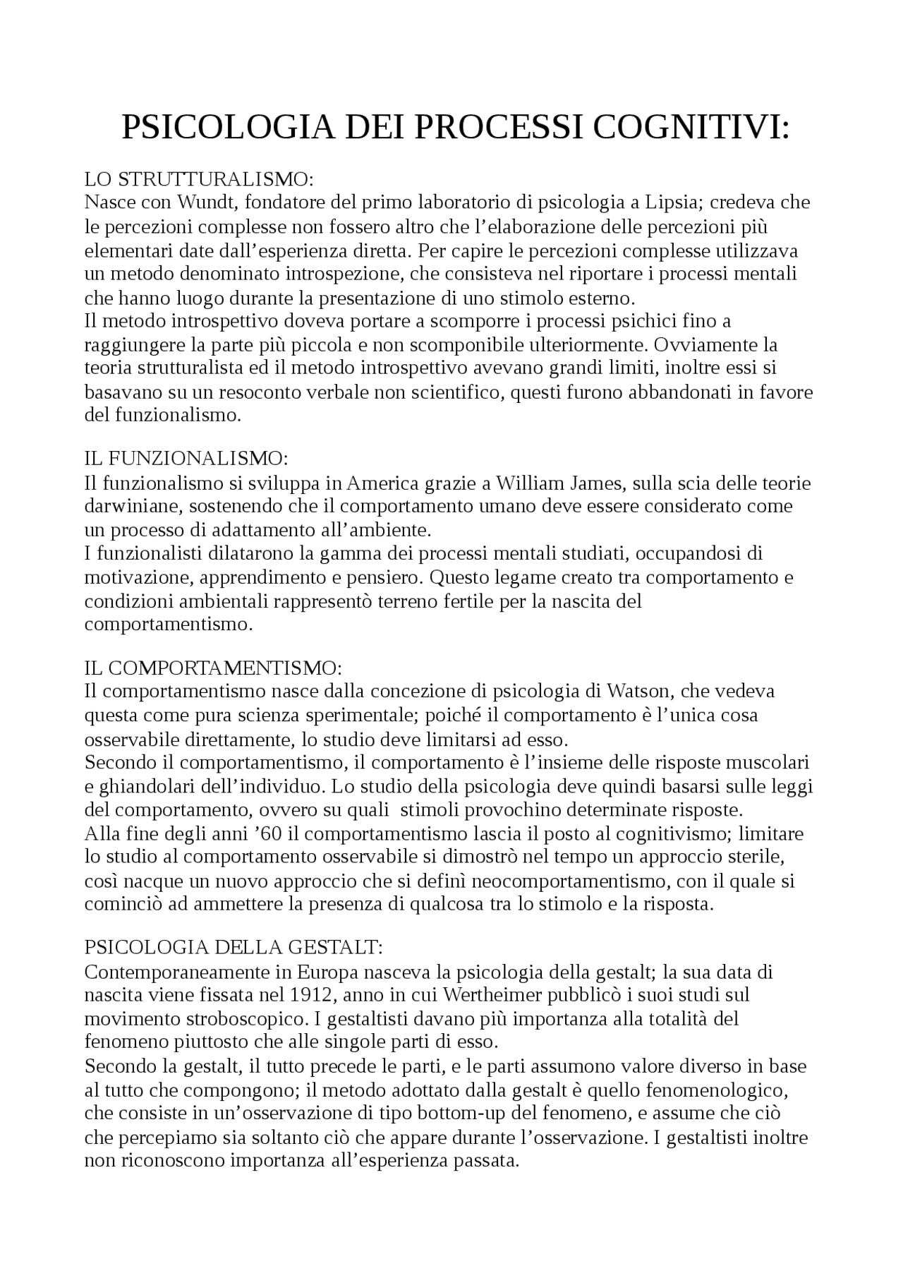 I Processi Cognitivi Nicoletti Rumiati Sintesi Del Corso Di