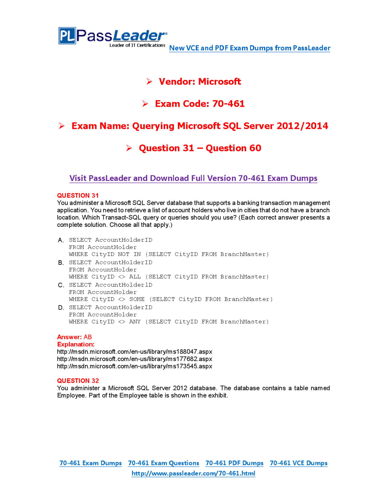 Querying MS SQL Server 2012/2014 pdf file | Exams Relational Database ...
