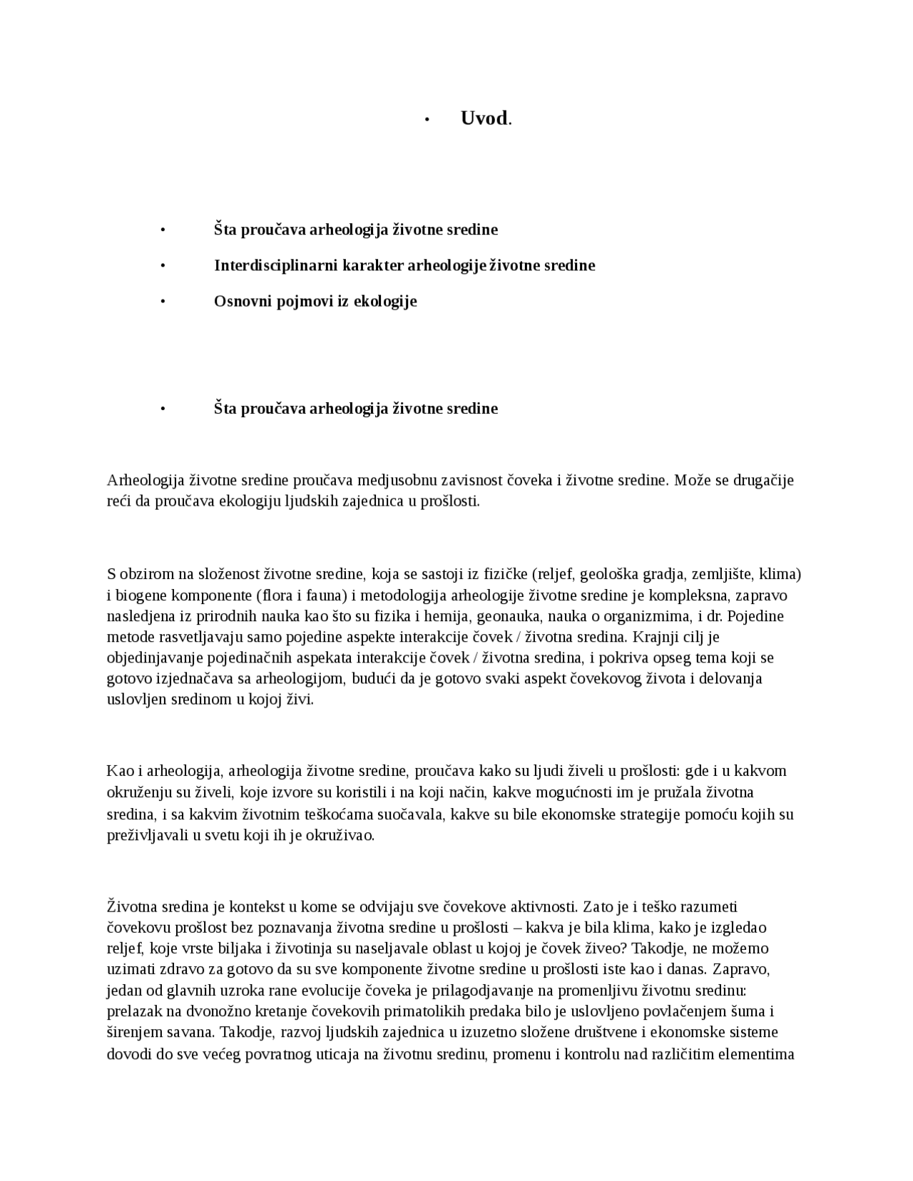 Arheologija Zivotne Sredine Skripta Ispiti Predlog Arheologija Docsity