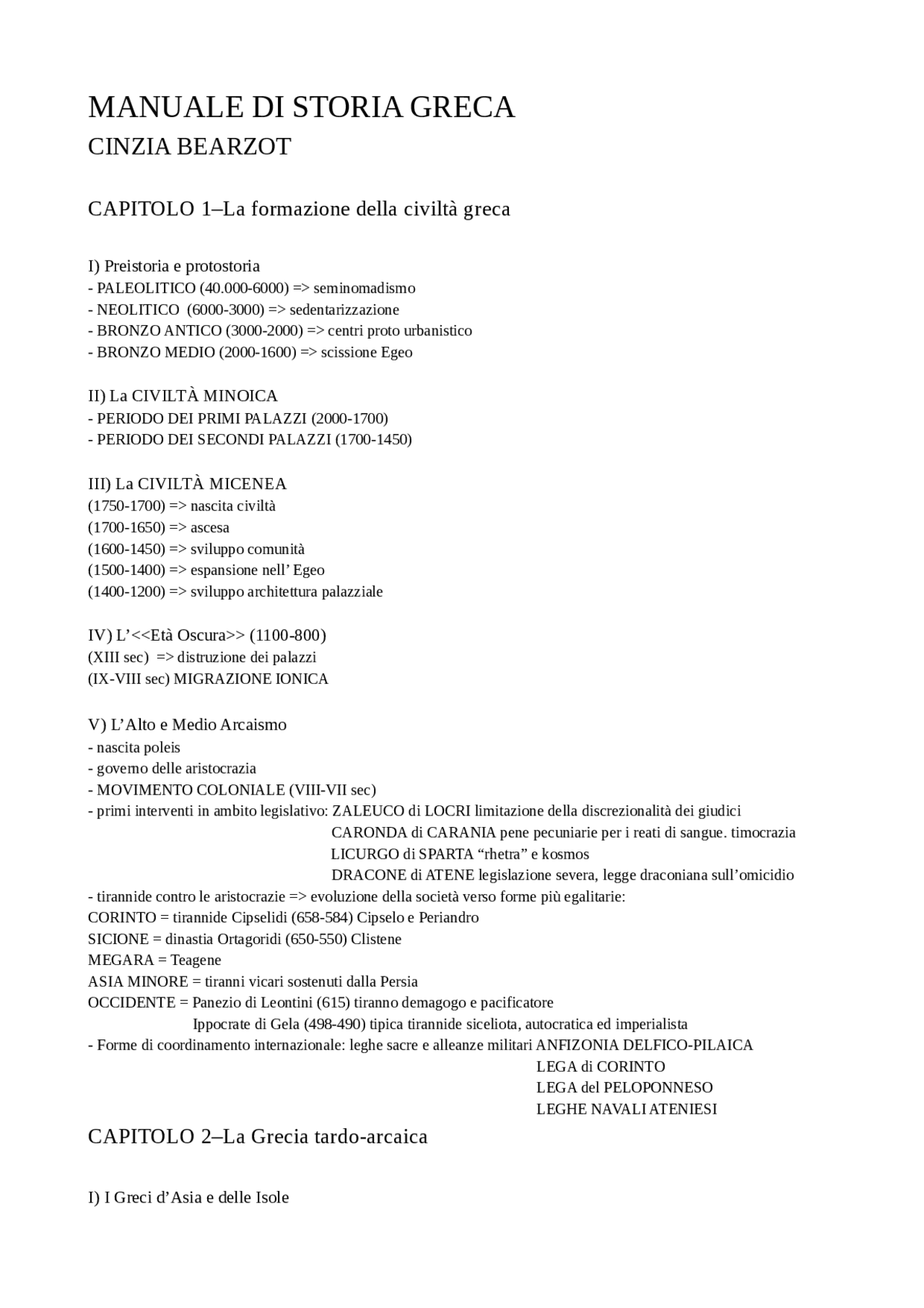 Manuale Di Storia Greca Cinzia Bearzot Docsity
