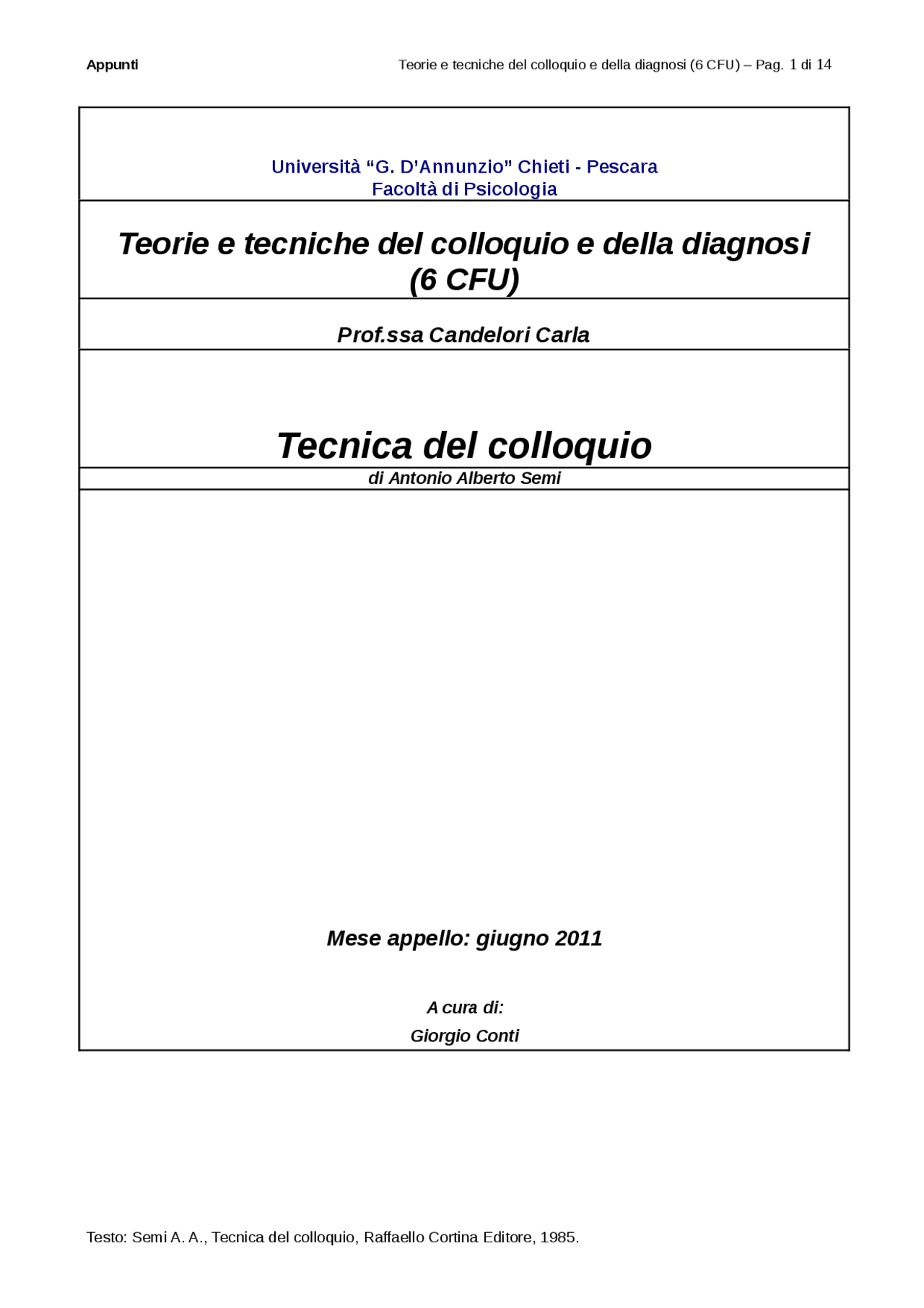 Tecnica Del Colloquio Clinico Docsity