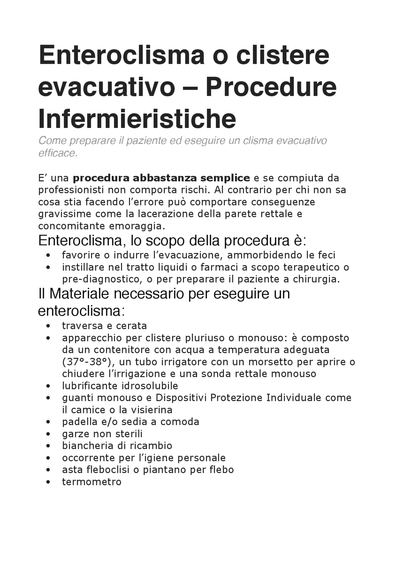 ENTEROCLISMA - Come preparare il paziente ed eseguire un clisma ...