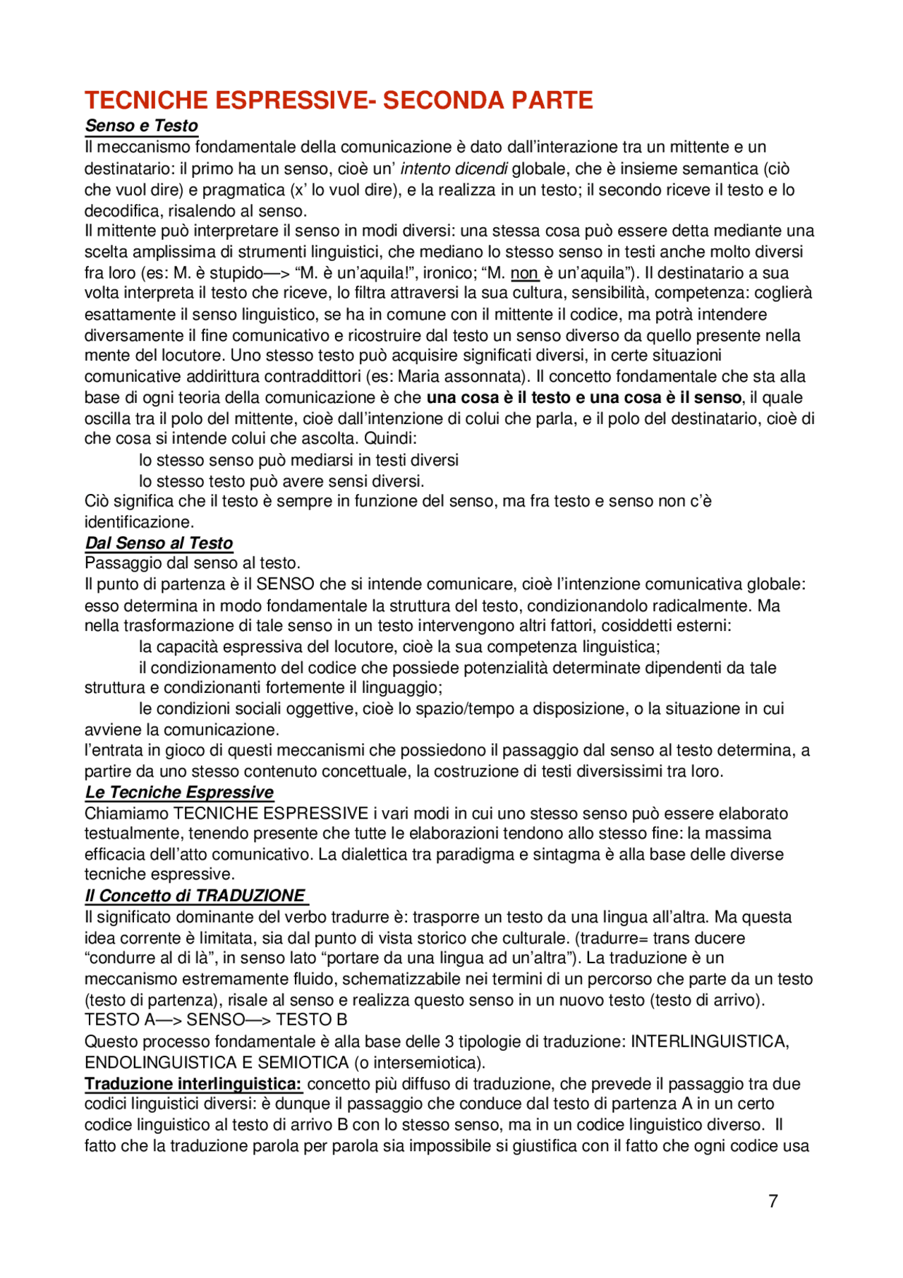 Tecniche Espressive Dellitaliano Prof Gilardoni Docsity