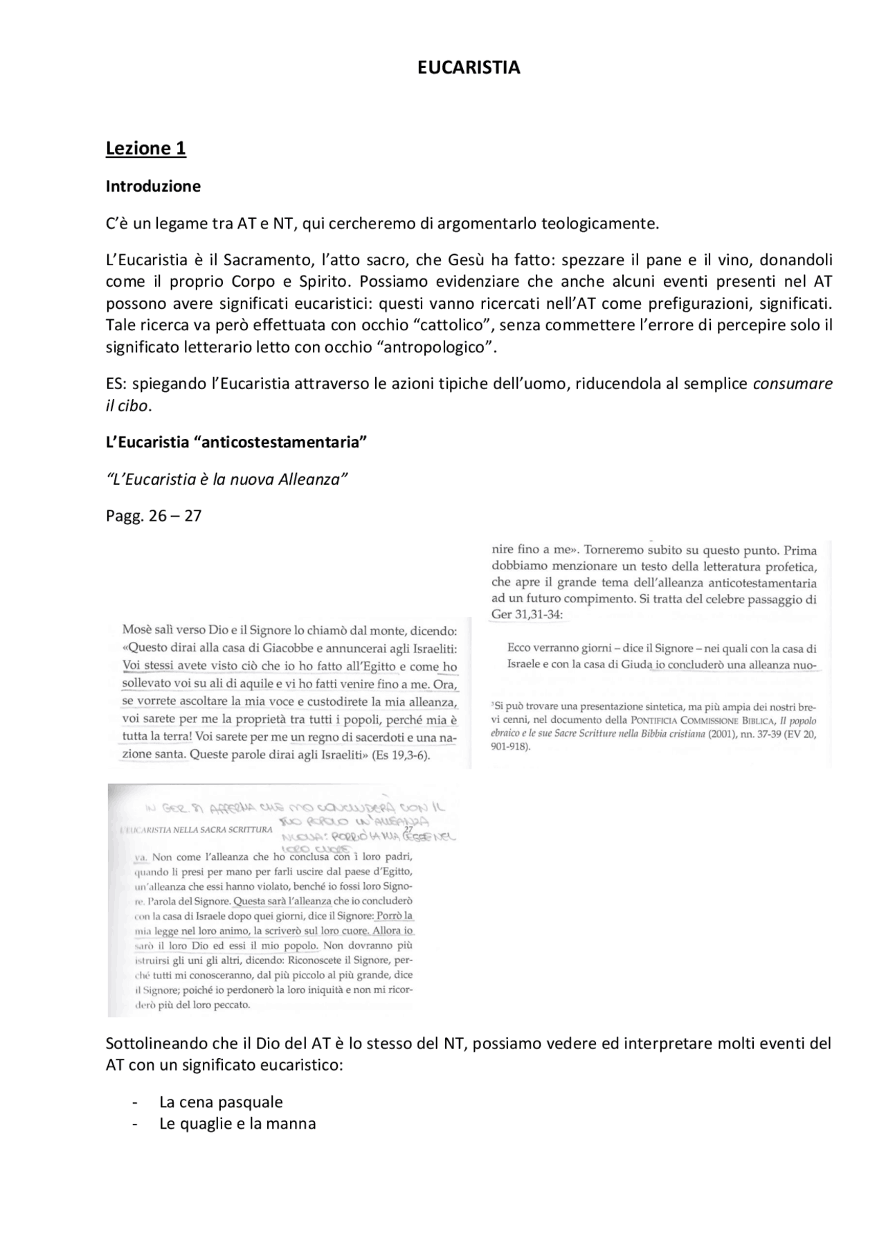 Riassunto Con Immagini E Passi Salienti Di Eucaristia E Ordine Docsity