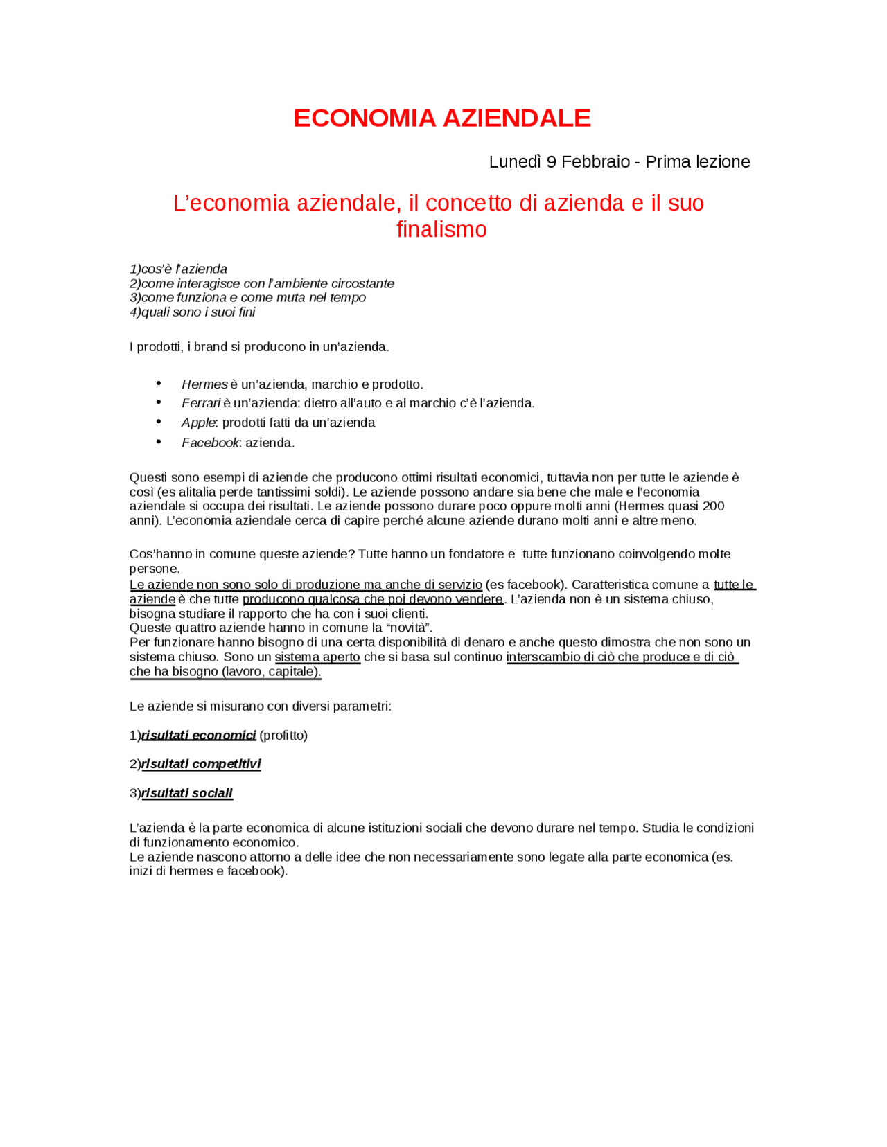 Economia Aziendale Iulm Docsity