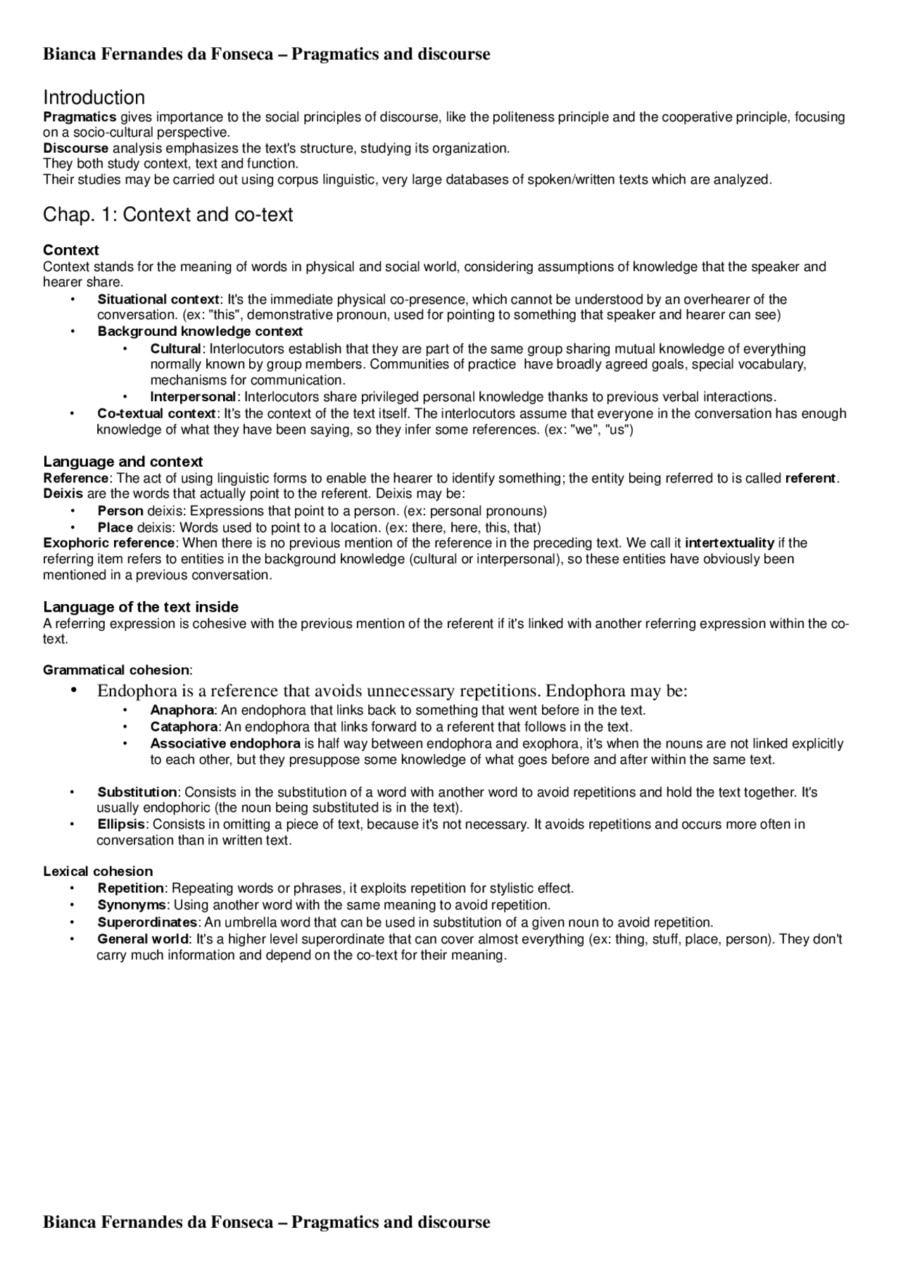 Pragmatics And Discourse Docsity
