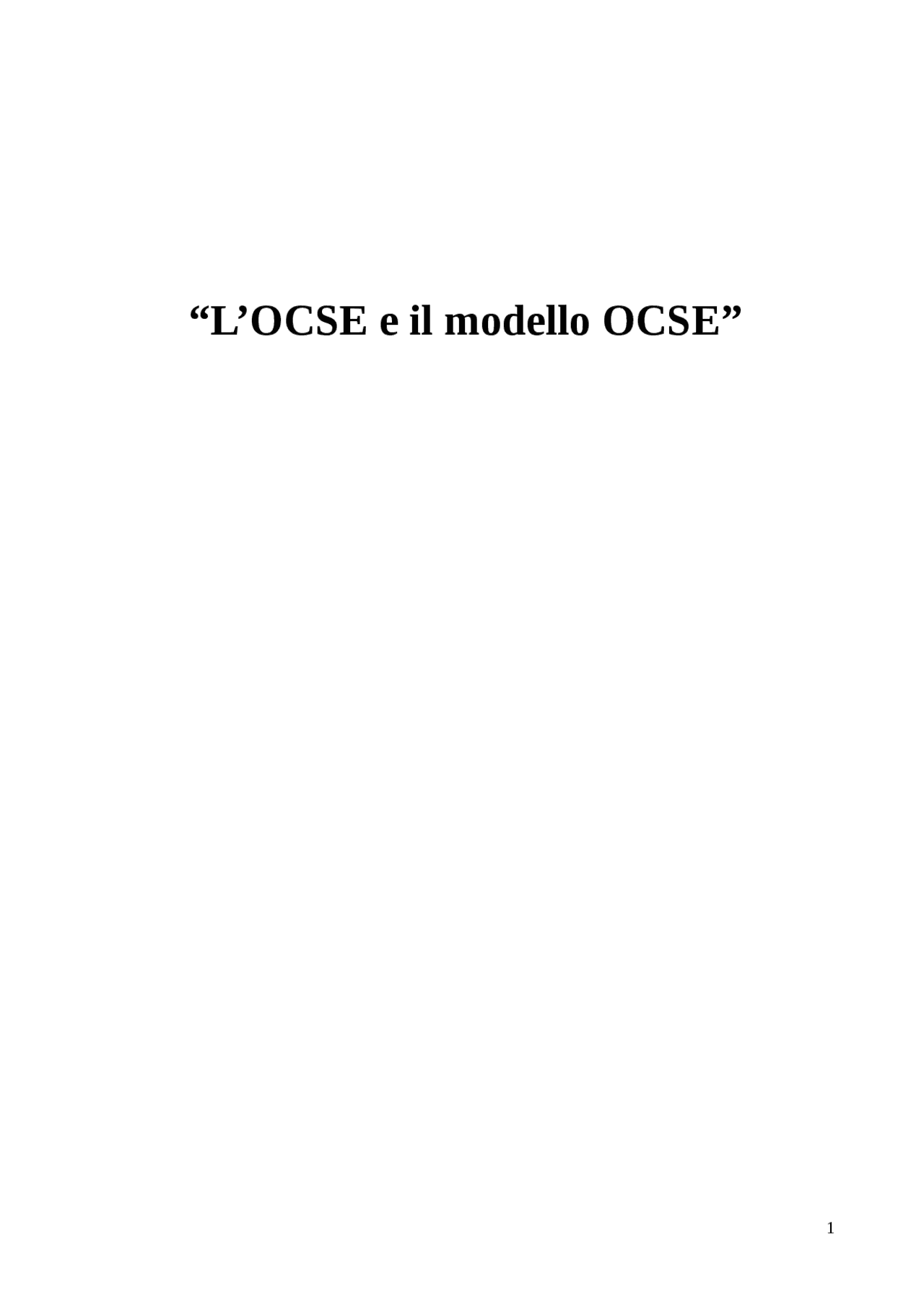OCSE E MODELLO OCSE - Docsity
