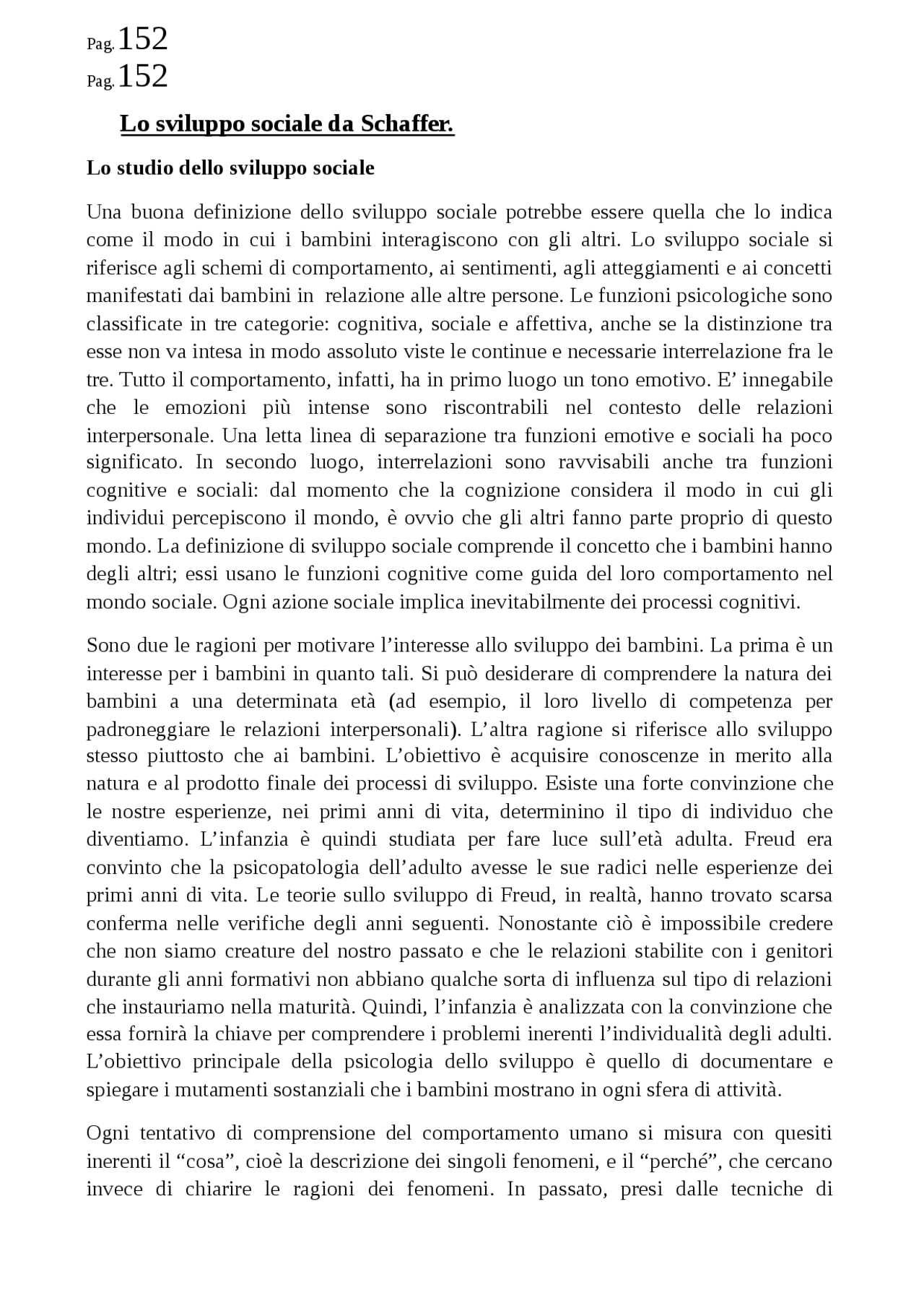 R. Schaffer – Lo sviluppo sociale - Docsity