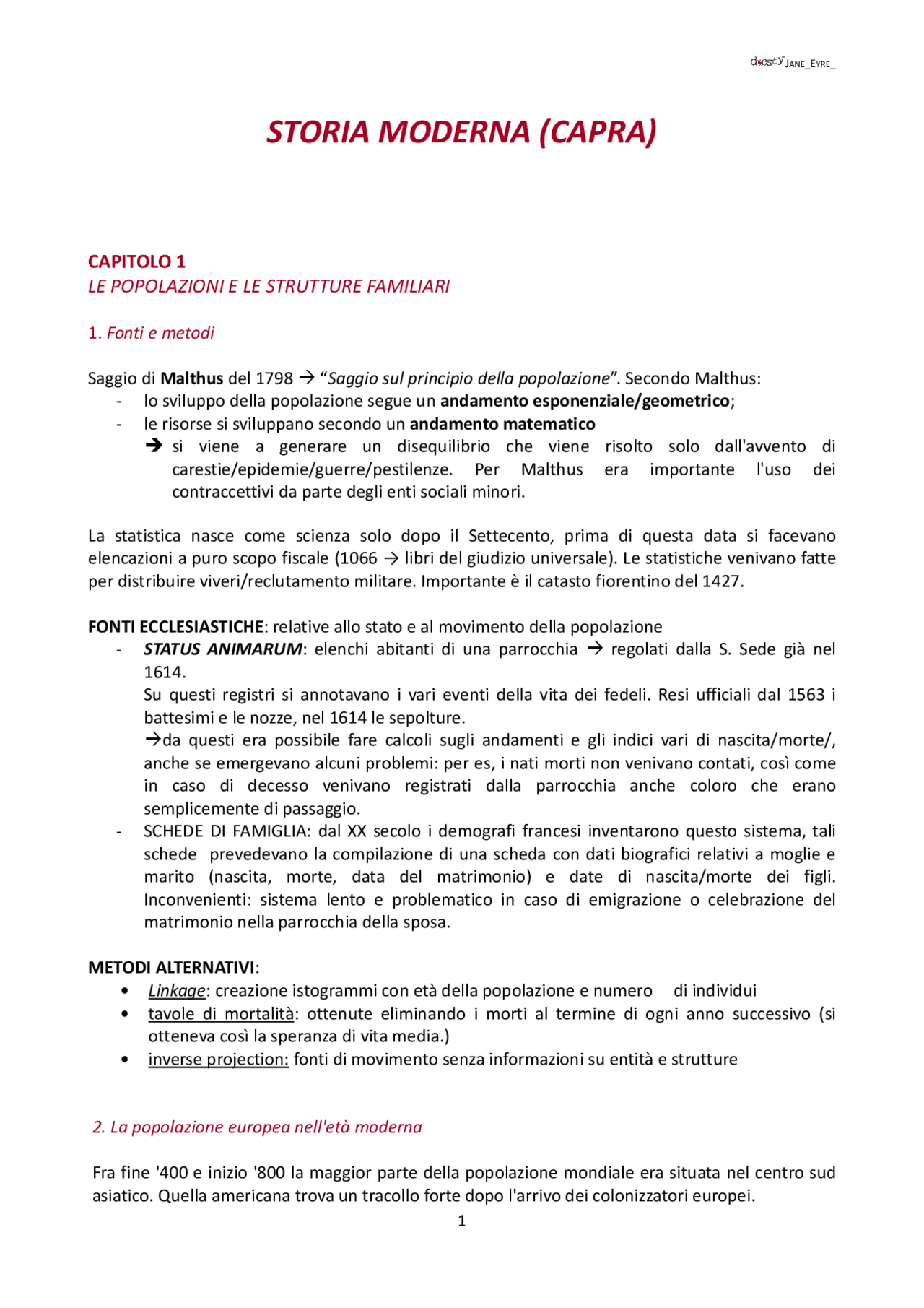 Riassunto Di Capra Storia Moderna 1492 1948 Docsity