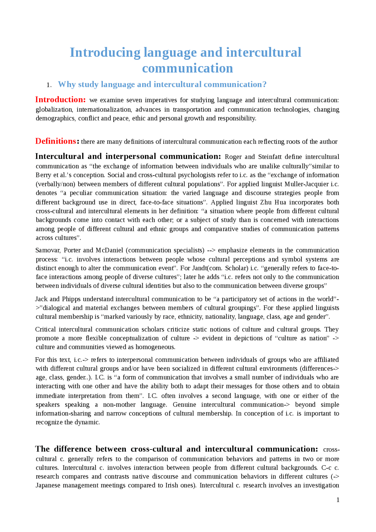 Introducing Language And Intercultural Comminucation Docsity