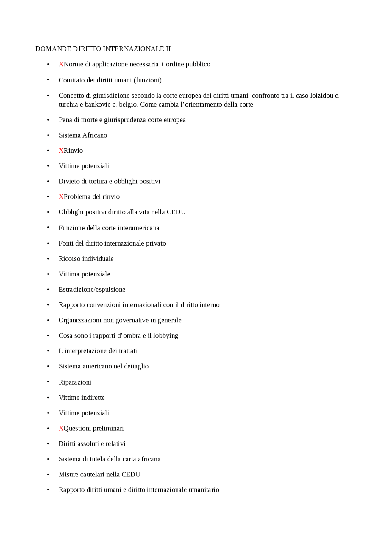 Domande esame diritto internazionale II - Docsity