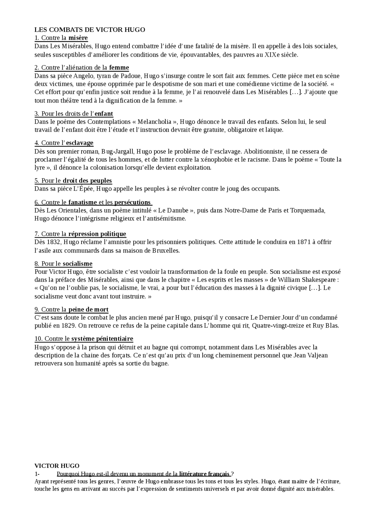 Victor Hugo Scrittore Francese Docsity