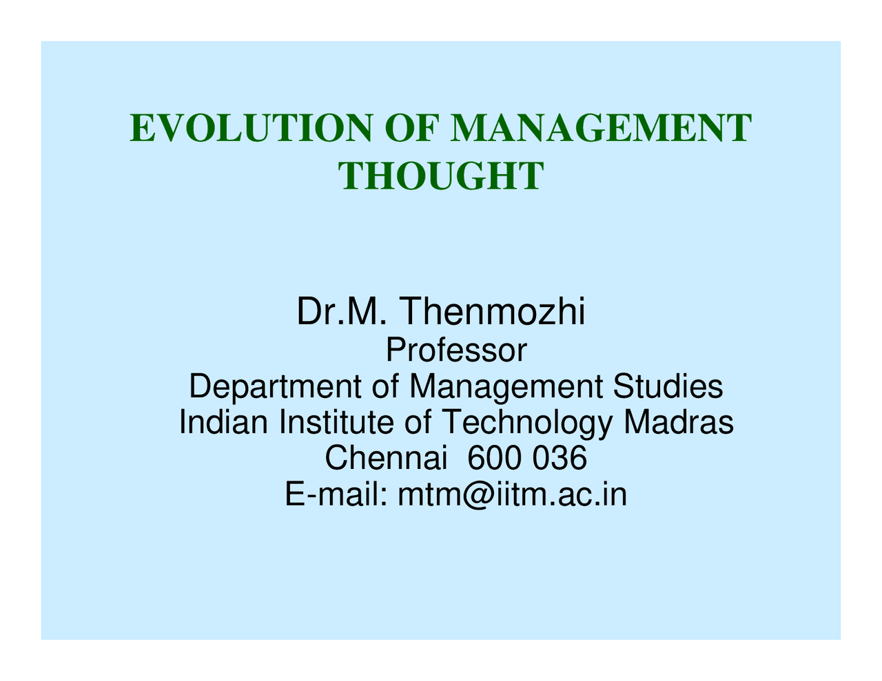 Management evolution - Docsity
