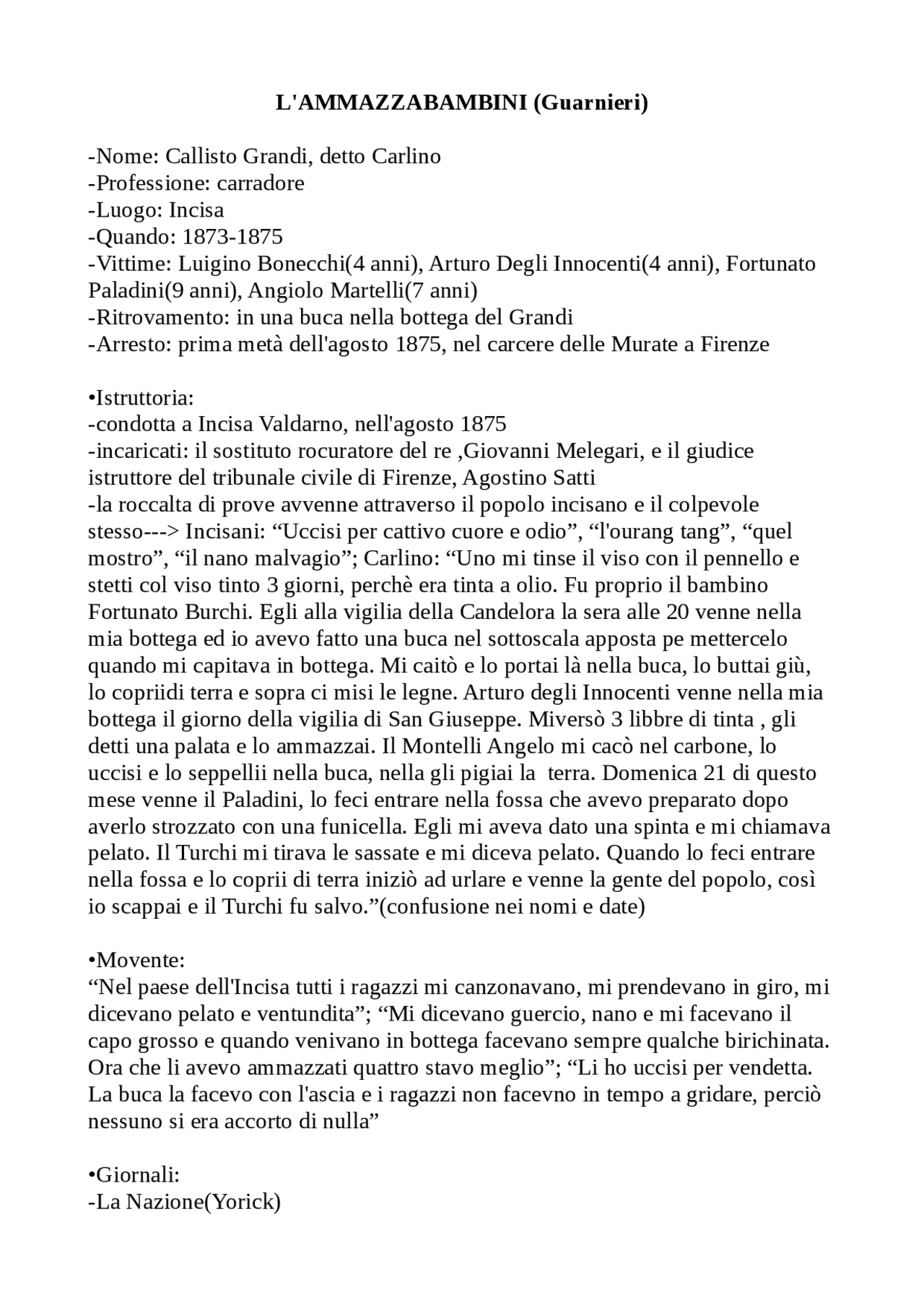 Lammazzabambini Guarnieri Docsity