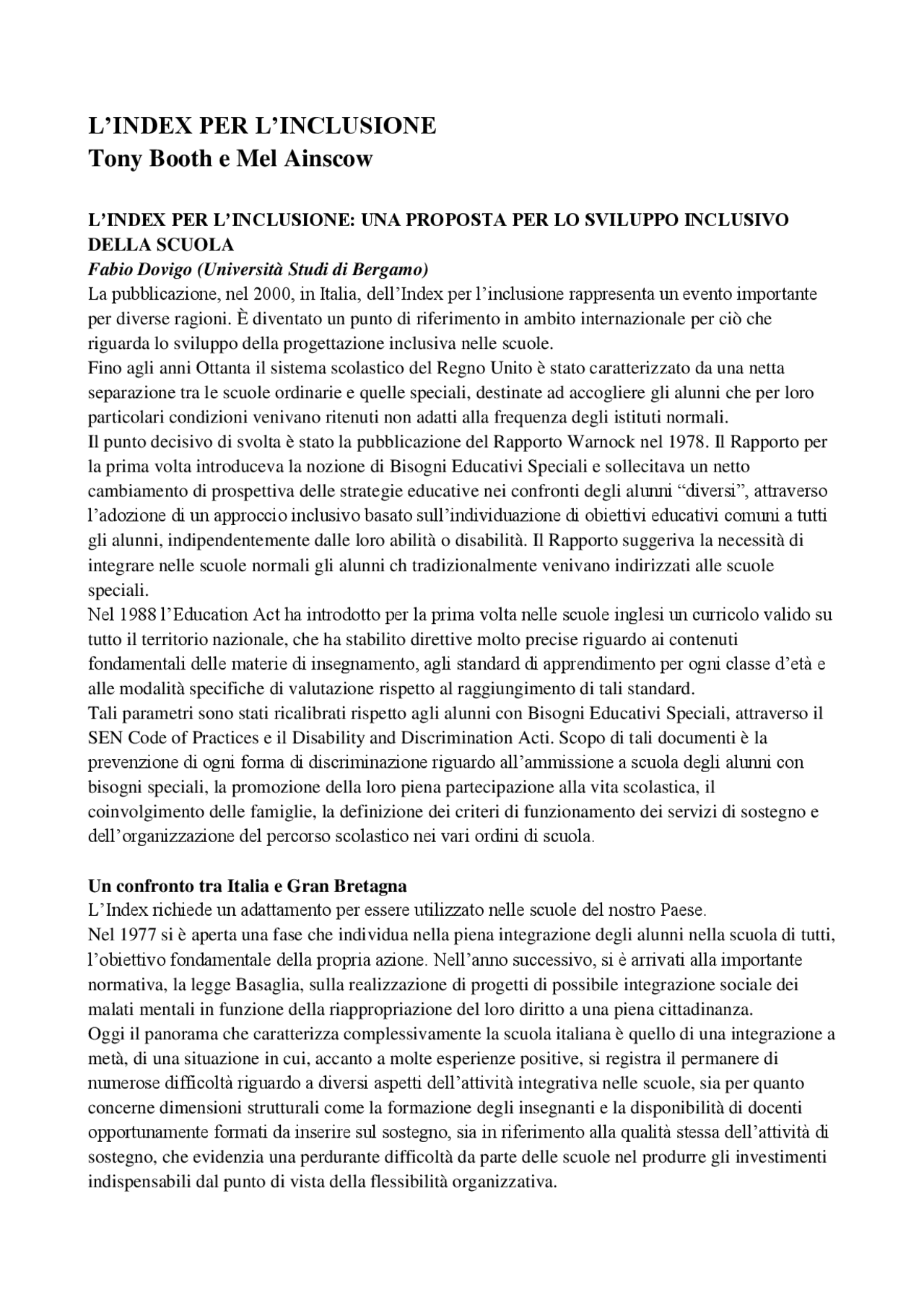 Lindex Per Linclusione Docsity