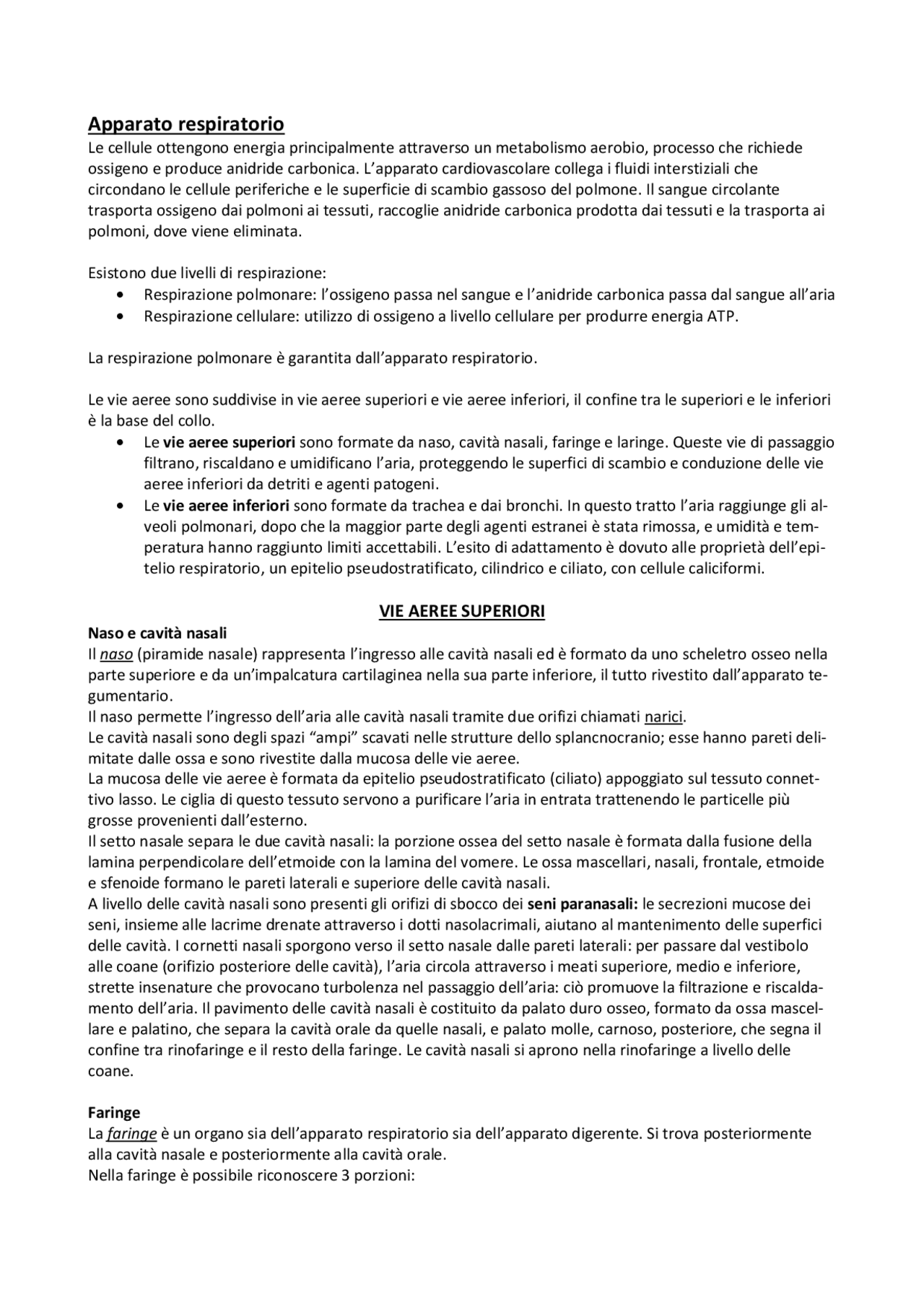 Anatomia Umana Apparato Respiratorio Docsity