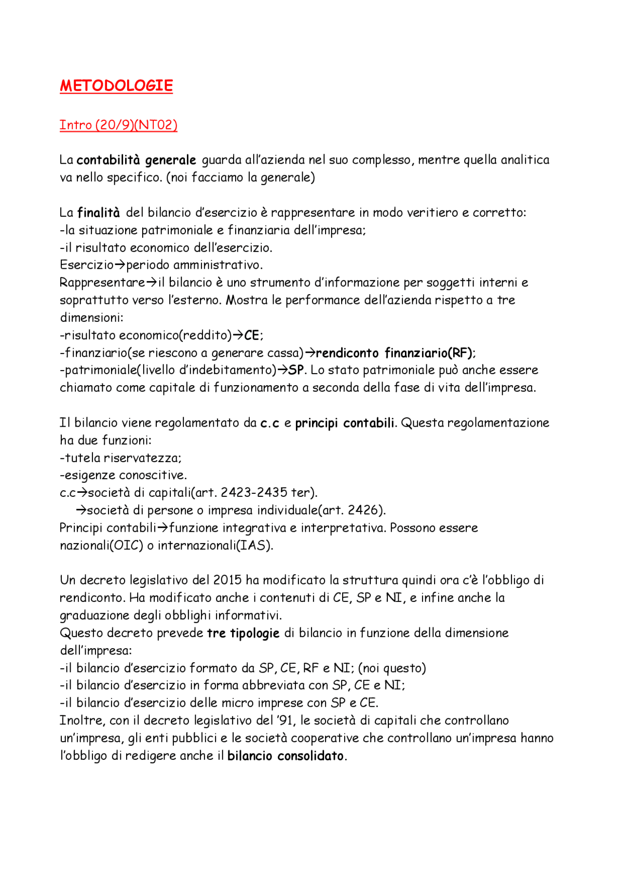 Appunti Di Metodologie E Determinazioni Quantitative Dazienda Docsity