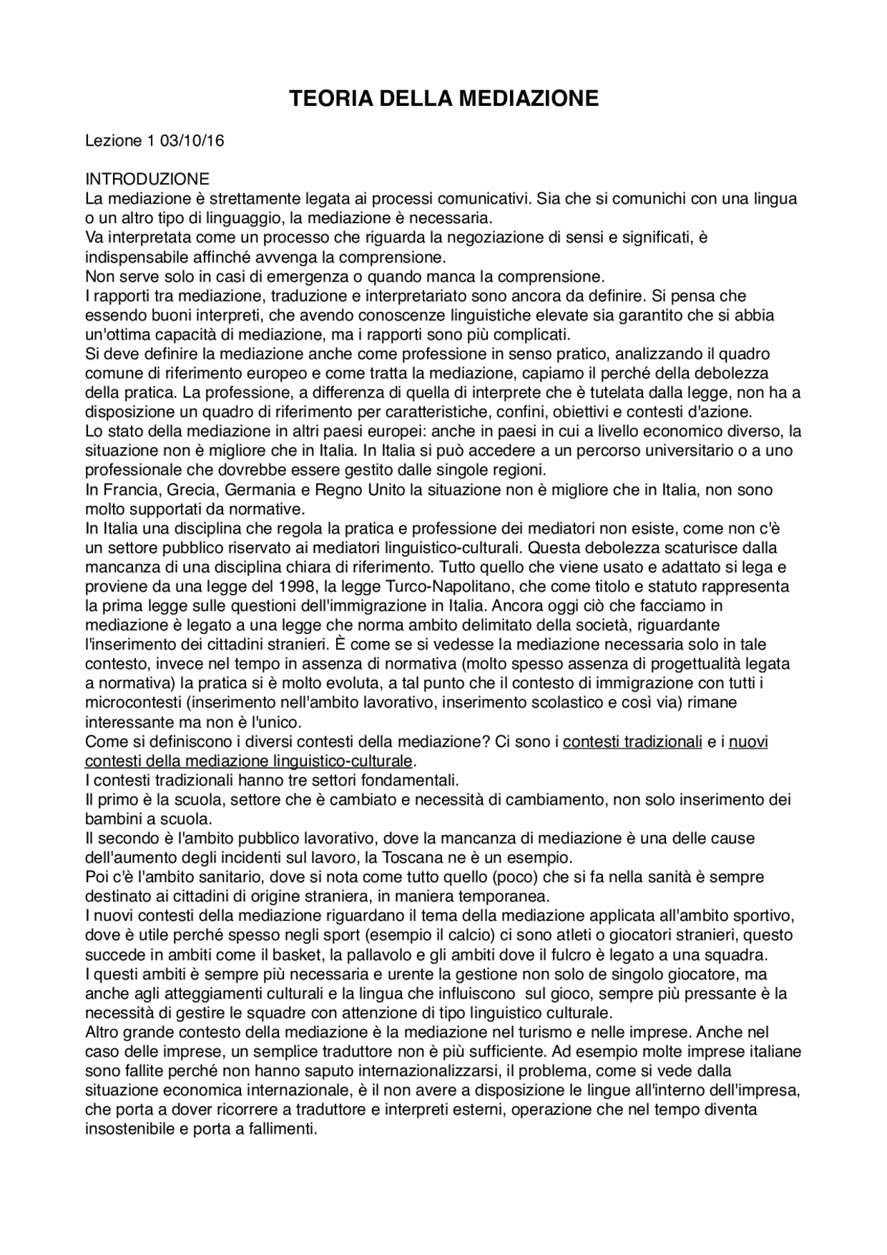 Teoria Della Mediazione Docsity