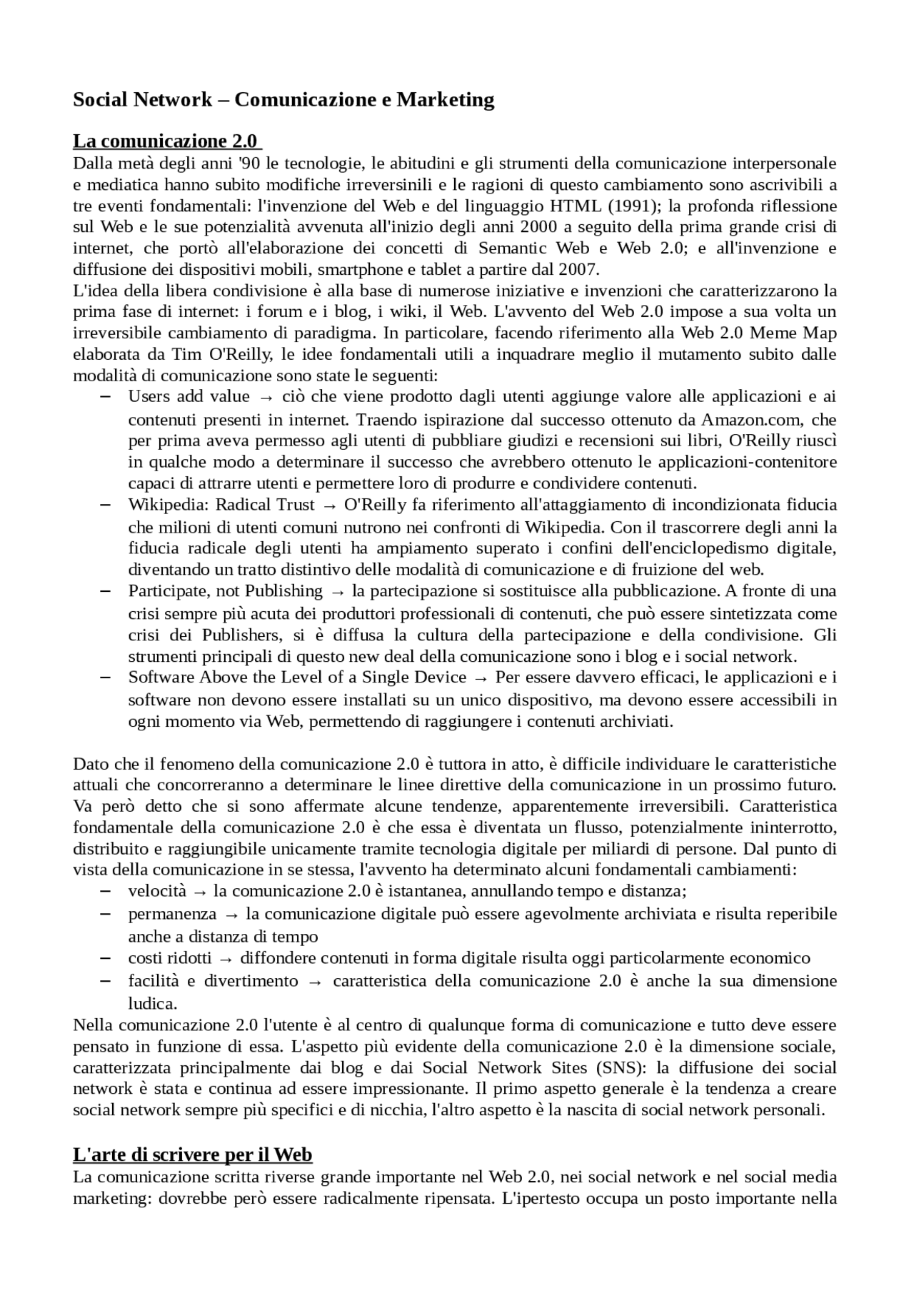 Riassunto Social Network Docsity