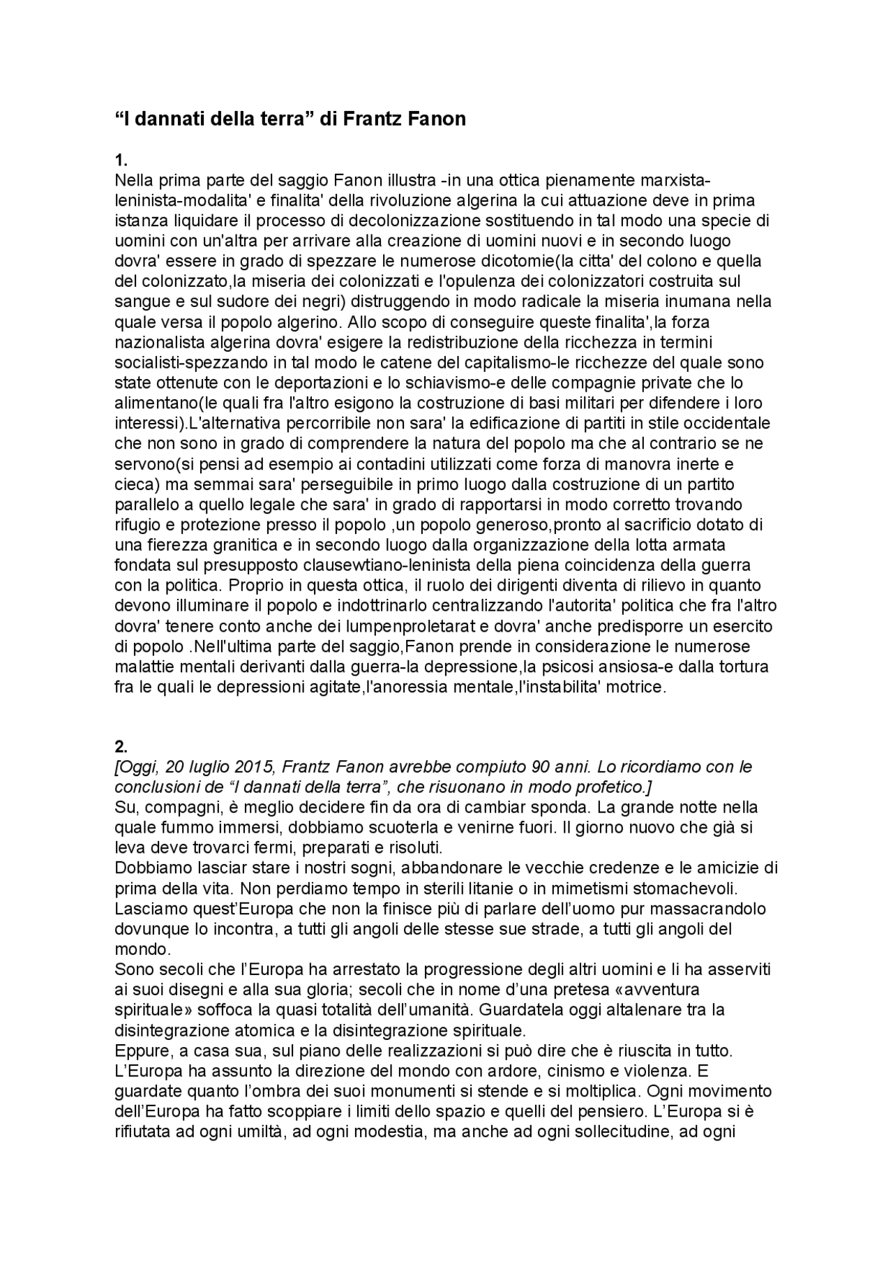 I Dannati Della Terra Docsity