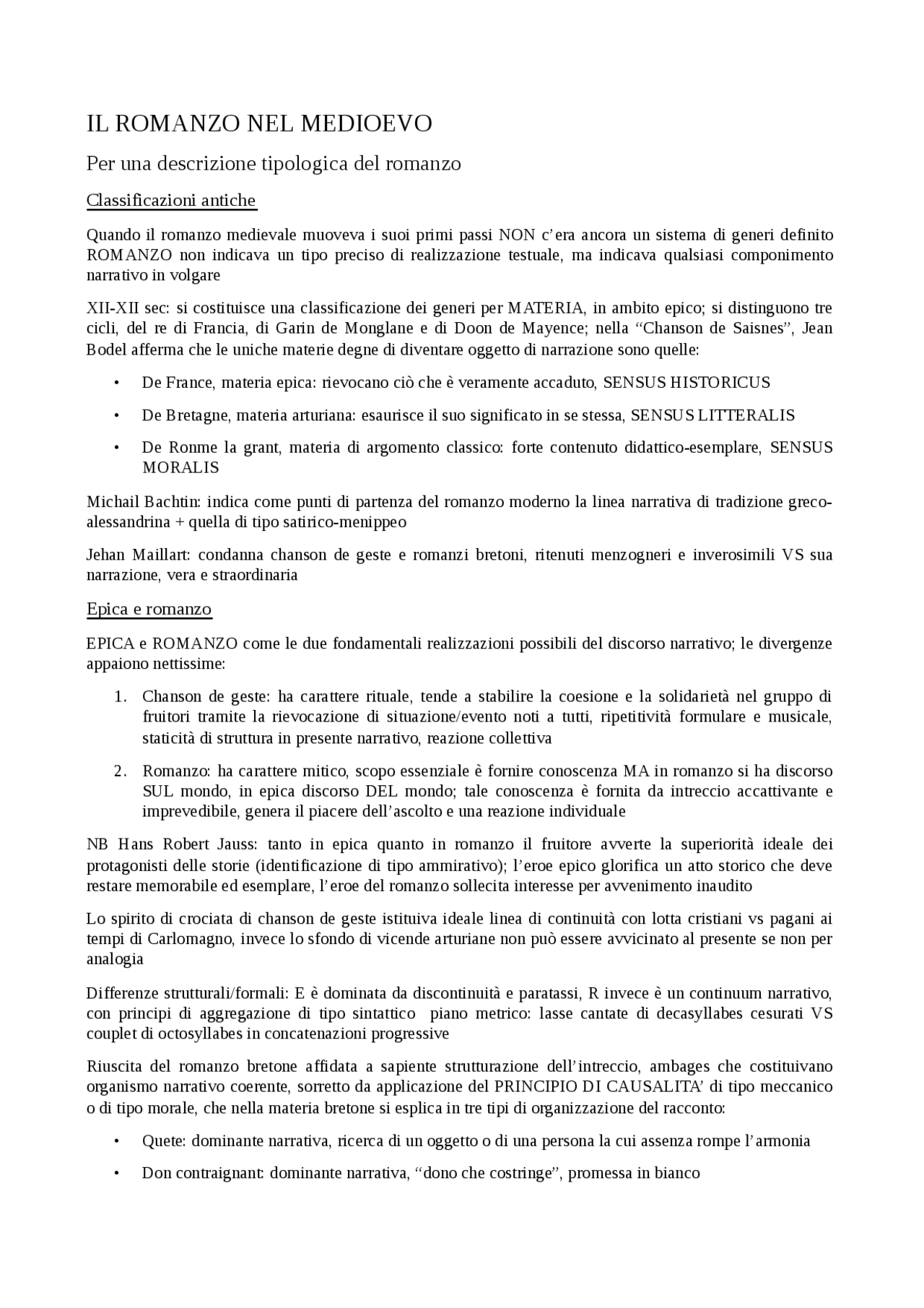 Il Romanzo Nel Medioevo Meneghetti Riassunto Docsity