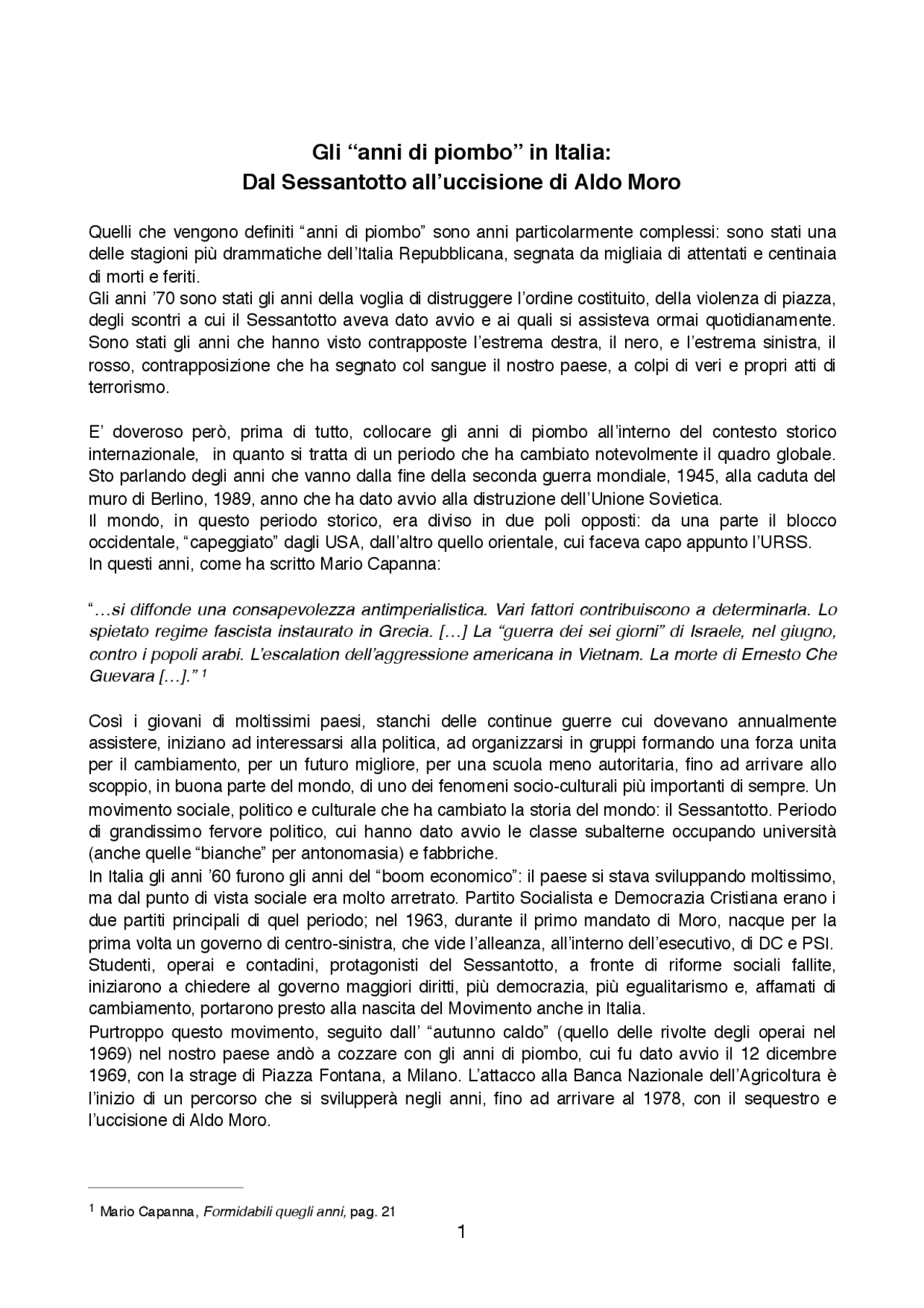 Paper Anni Di Piombo Docsity