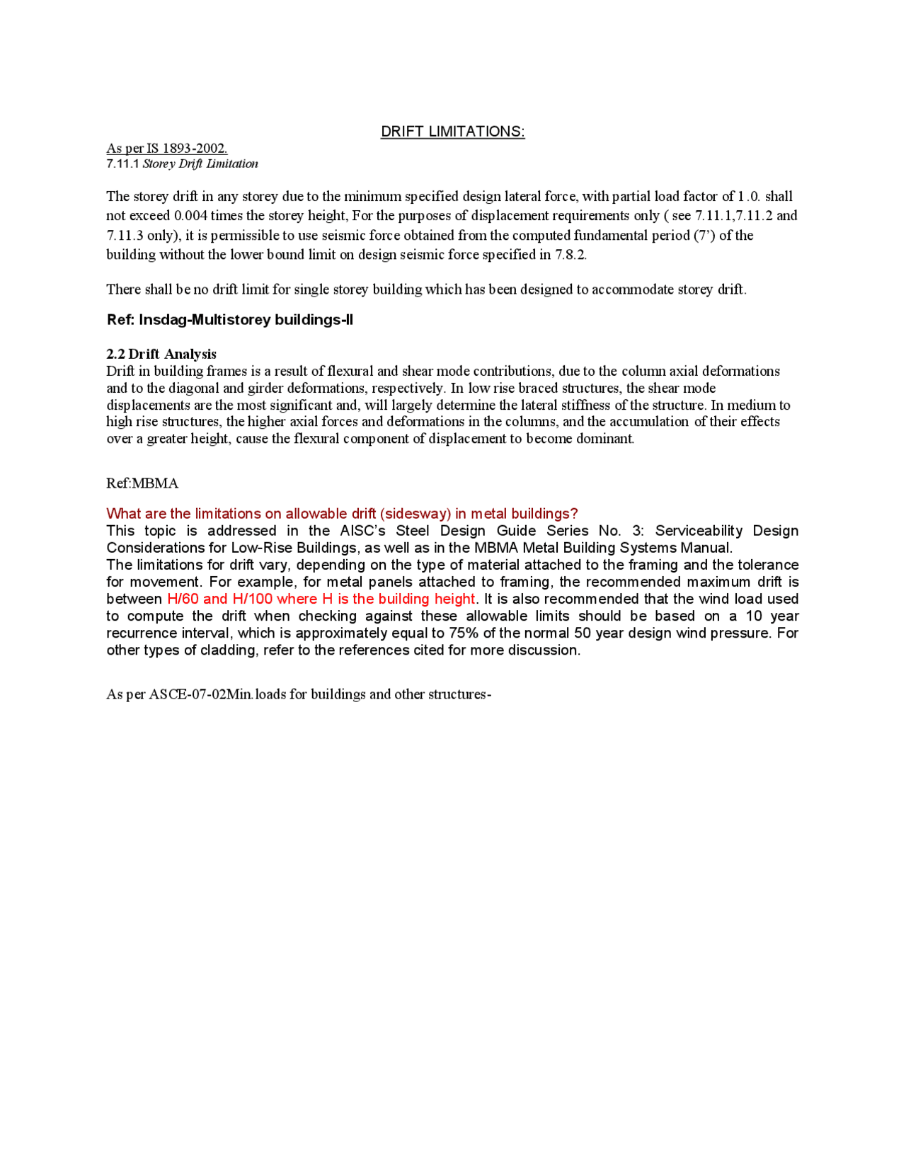 Drift limitations according to different structural codes | Lecture ...