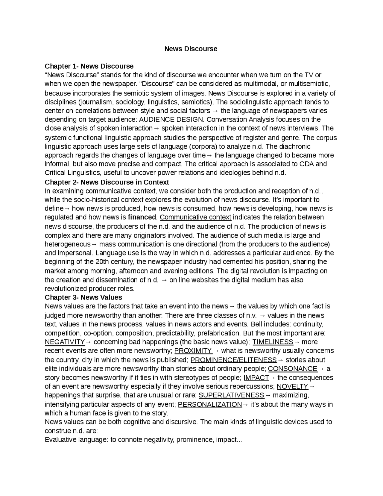 News Discourse Bednarek Docsity