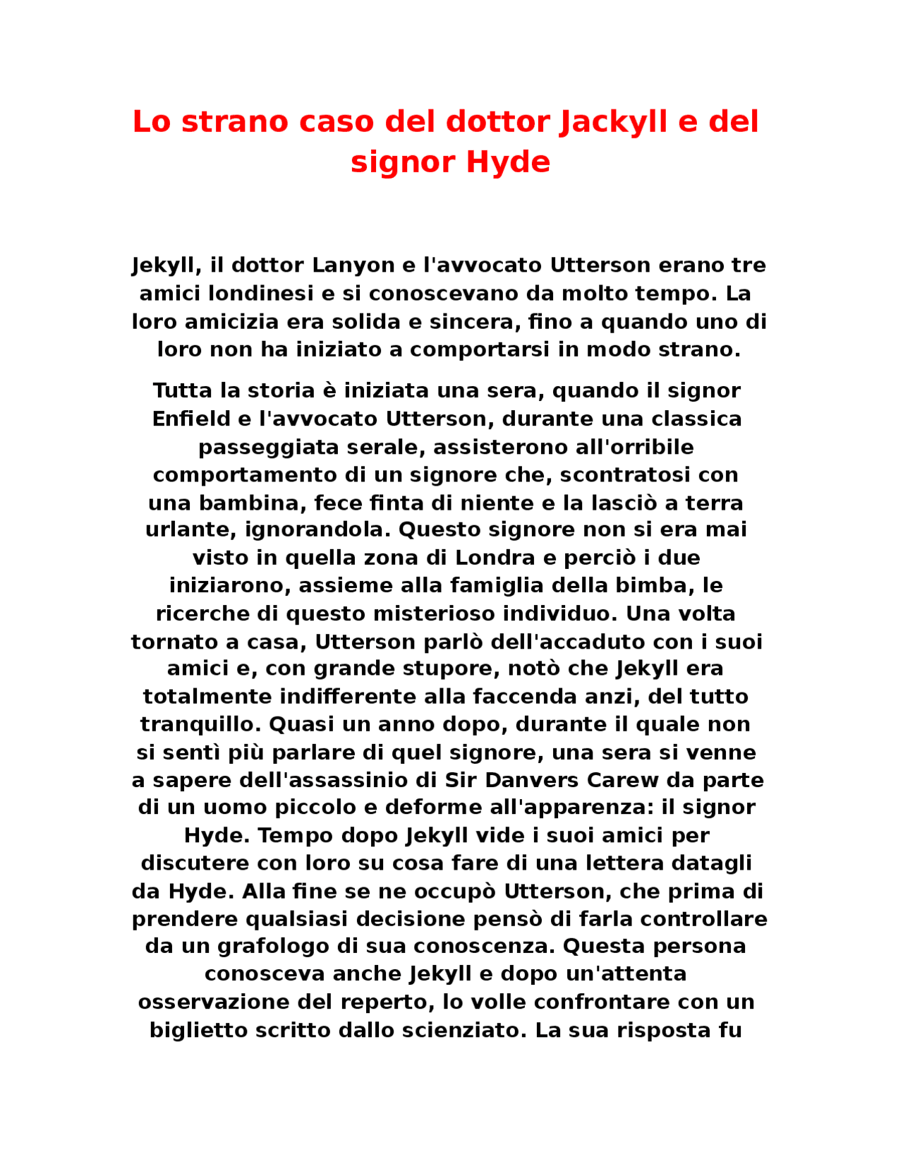 Riassunto Dr Jeckyll And Mr Hyde Docsity