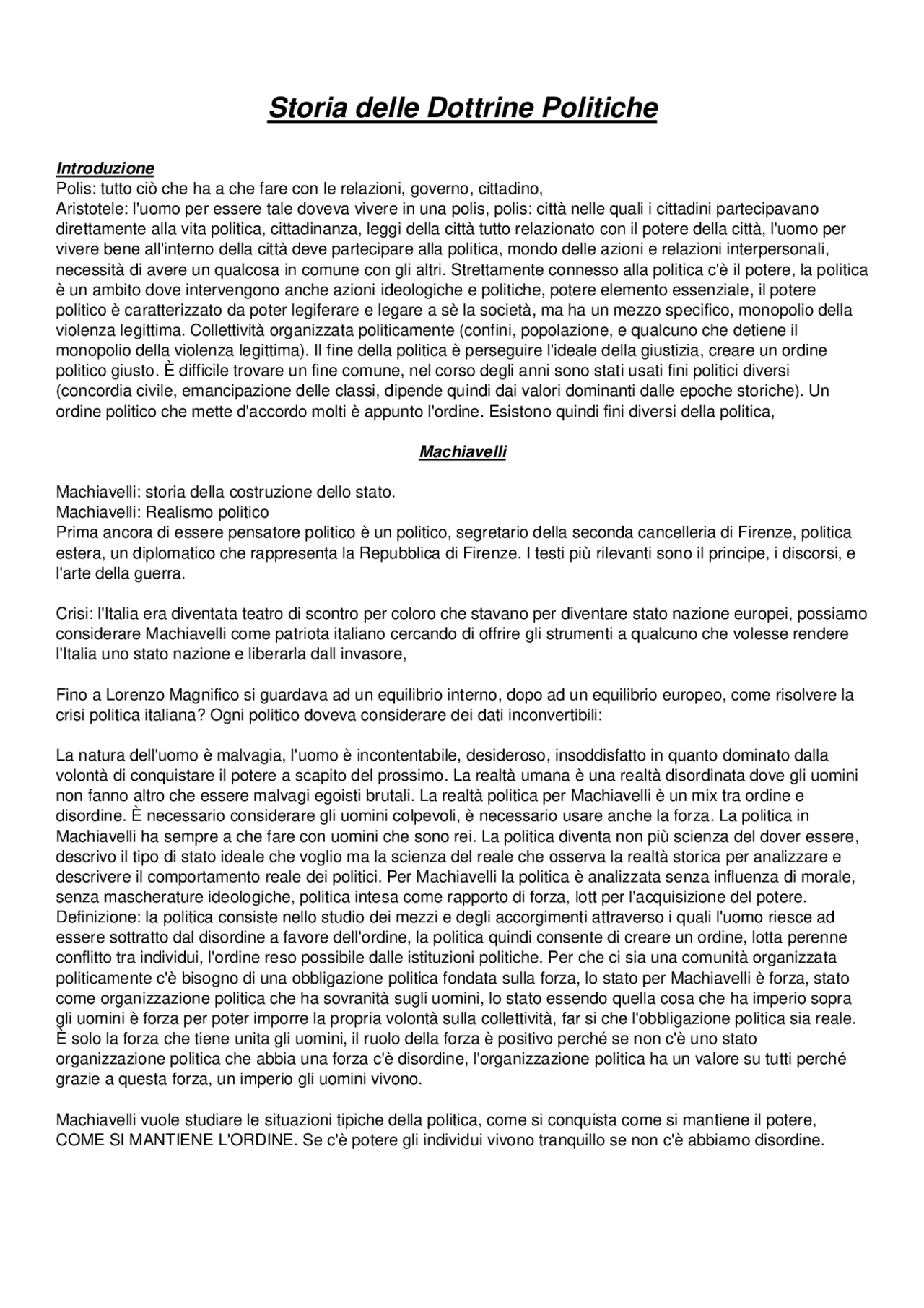 Storia Delle Dottrine Politiche Raschi Unibo Docsity