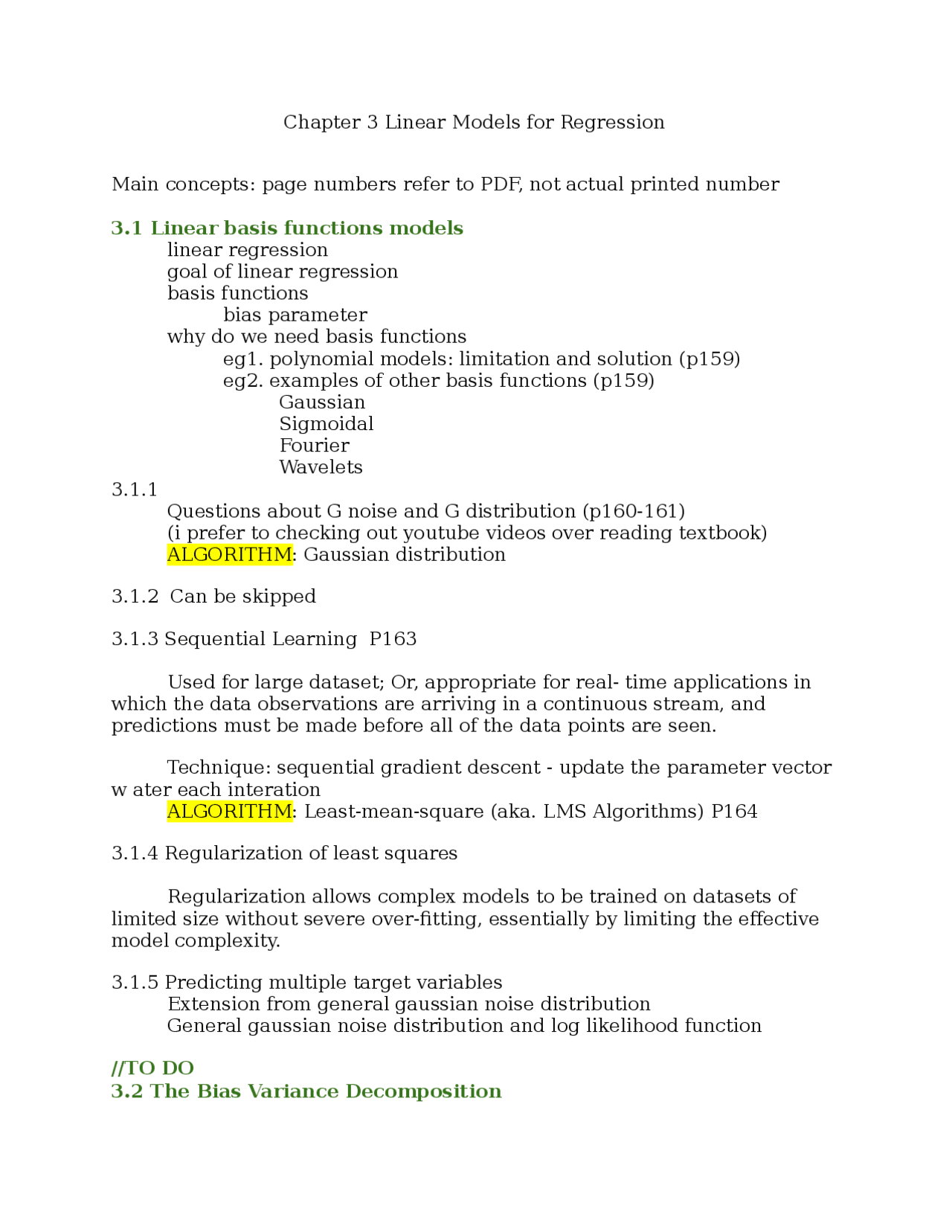 Machine Learning Notes Taken For Chapter 3 Docsity
