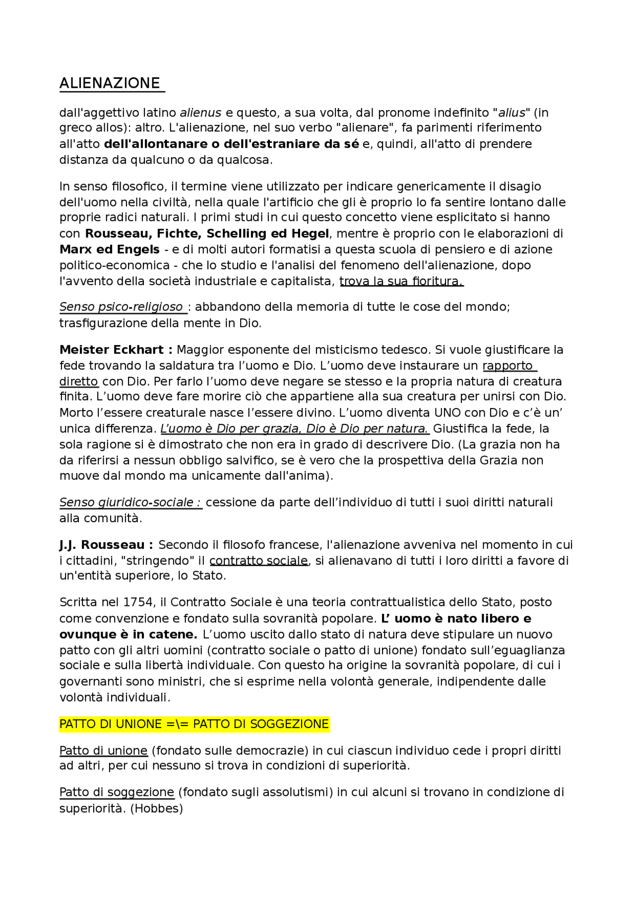 TESINA ALIENAZIONE filosofia - Docsity