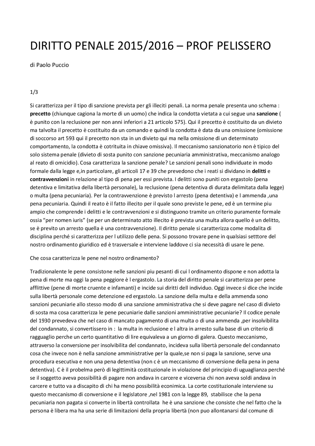 Riassunto Manuale Di Diritto Penale Docsity