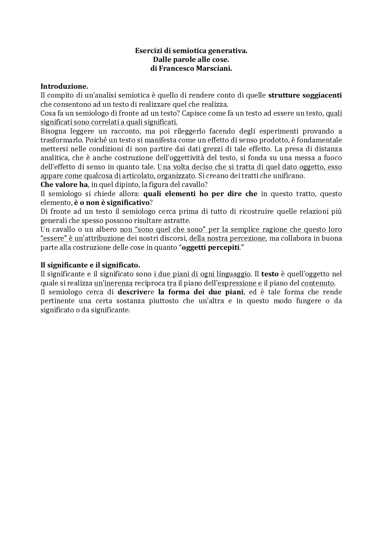 Esercizi Di Semiotica Generativa Di Francesco Marsciani Sintesi Di