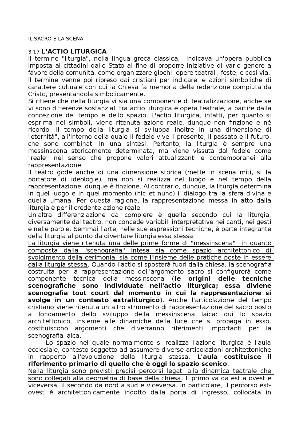 Il Sacro E La Scena Riassunto Docsity