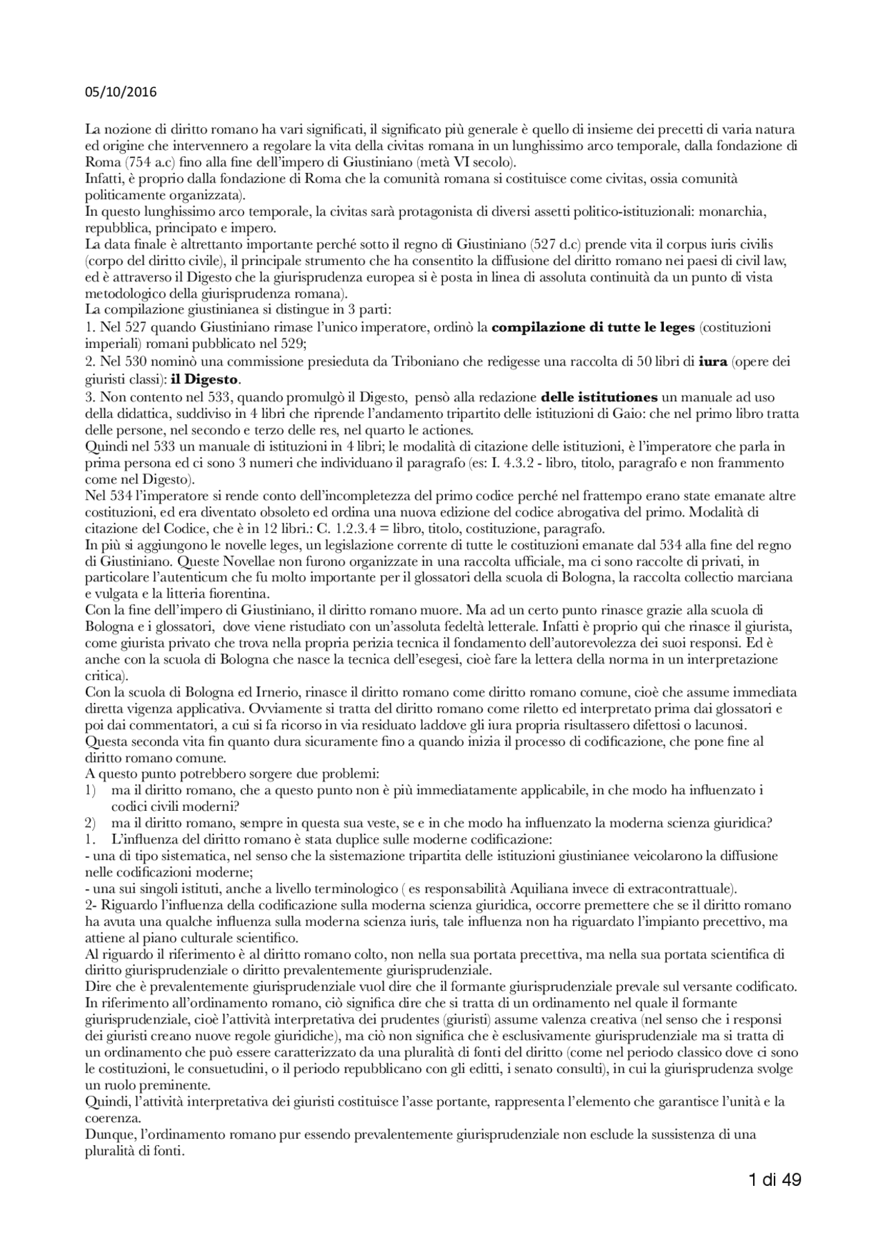 La nozione del diritto romano | Appunti di Diritto Romano | Docsity