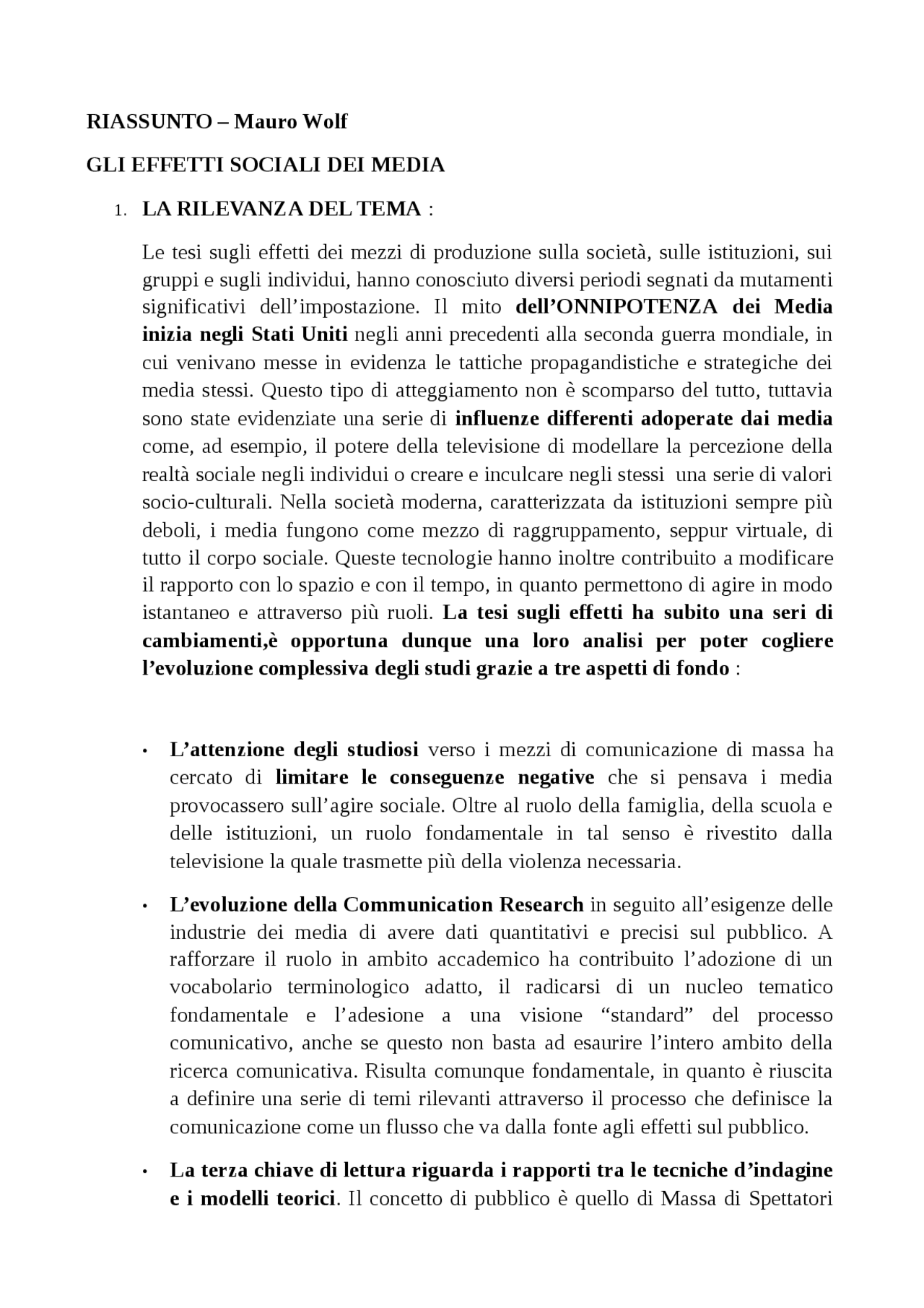 Gli Effetti Sociali Dei Media Docsity