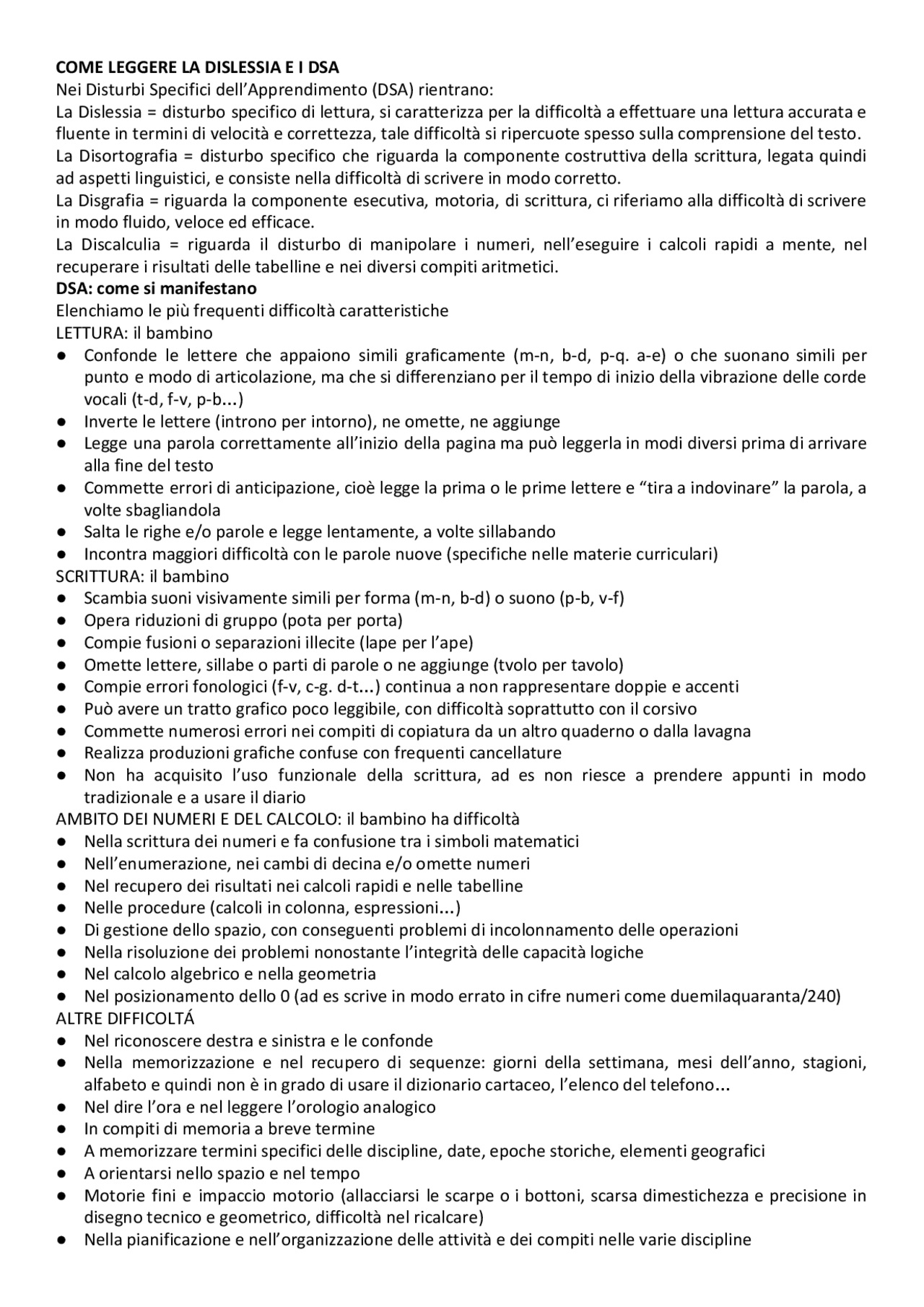 Come Leggere La Dislessia E I Dsa Docsity